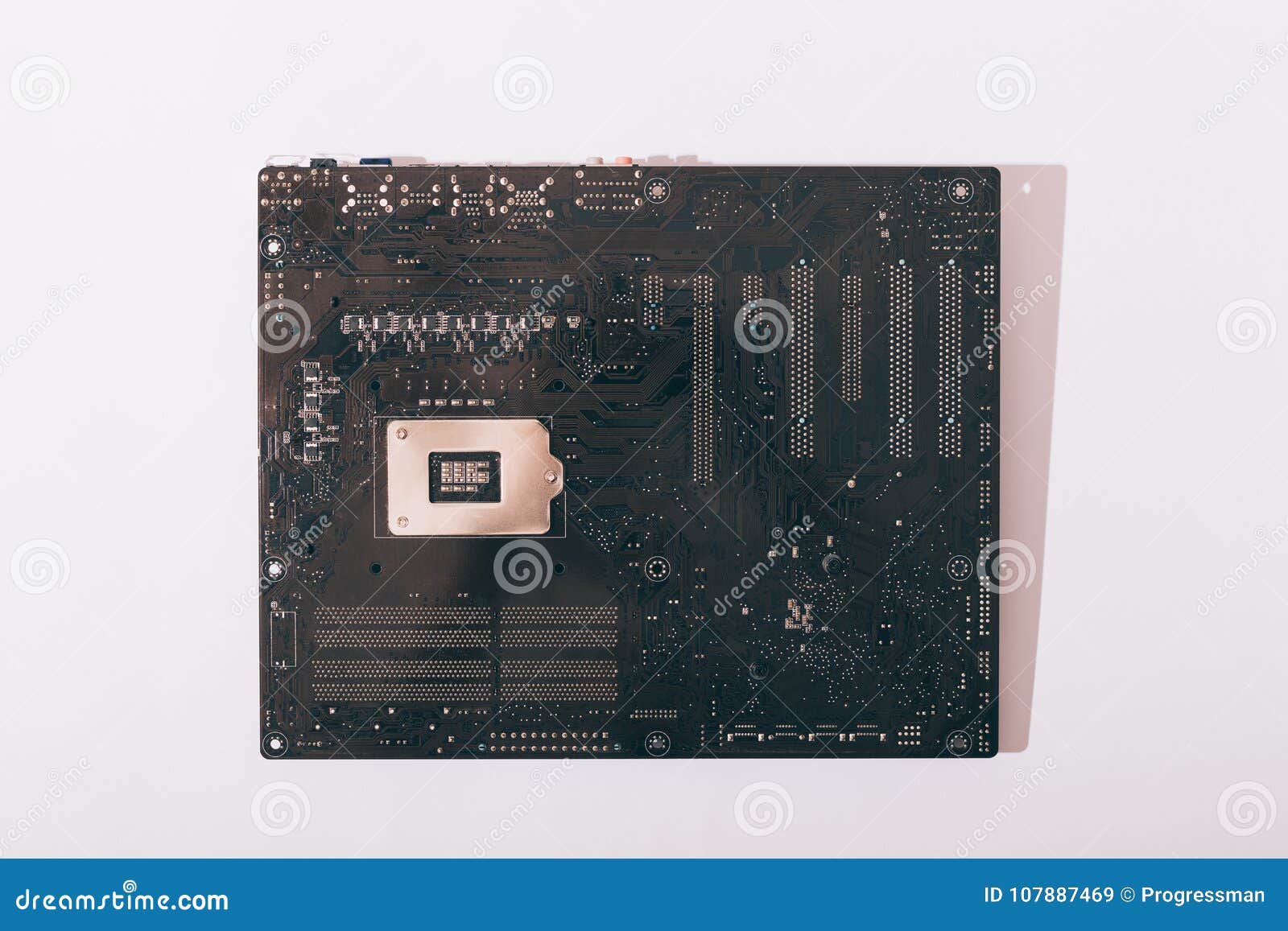 Back of the Motherboard on a White Table Stock Image - Image of detail ...