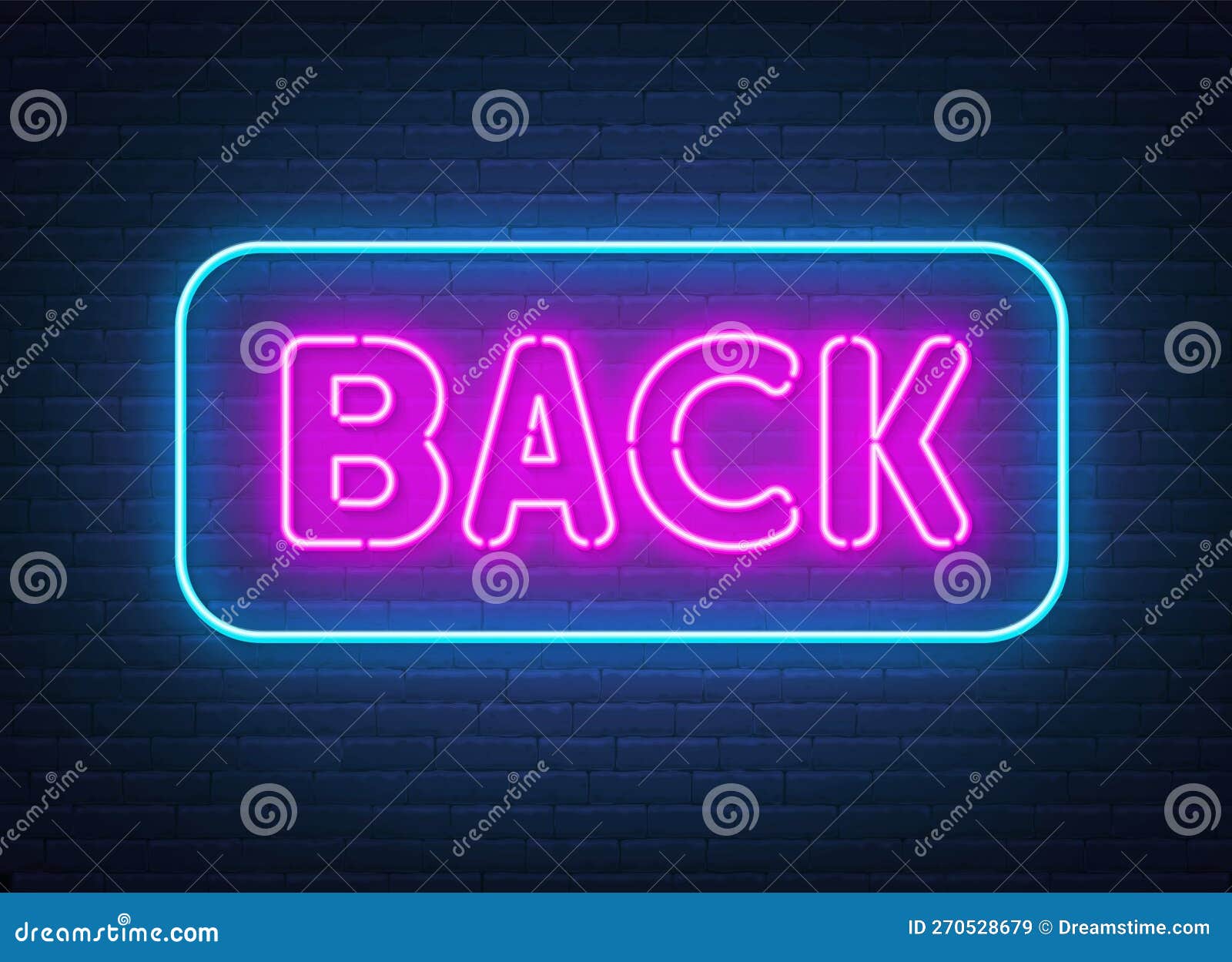 Back Neon Sign On Brick Wall Background. Cartoon Vector | CartoonDealer ...