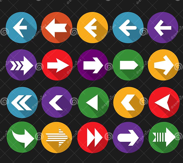 Back and Next Arrow Flat Icons with Long Shadows Stock Vector ...