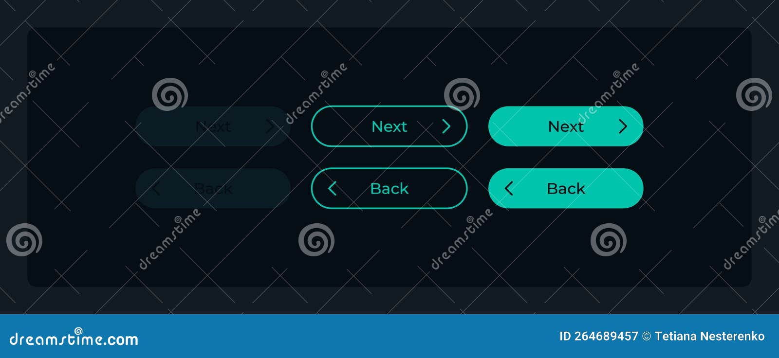 Back and Next Login Buttons UI Elements Kit Stock Vector - Illustration of mobile, forward ...
