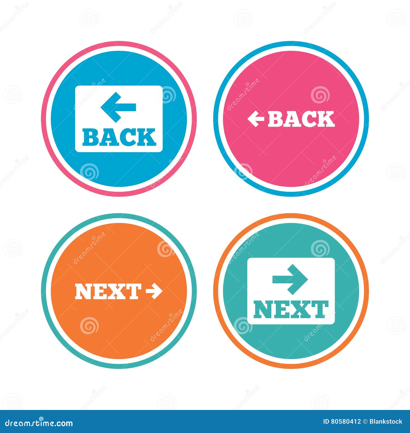 Back and Next Navigation Signs. Arrow Icons. Stock Vector ...