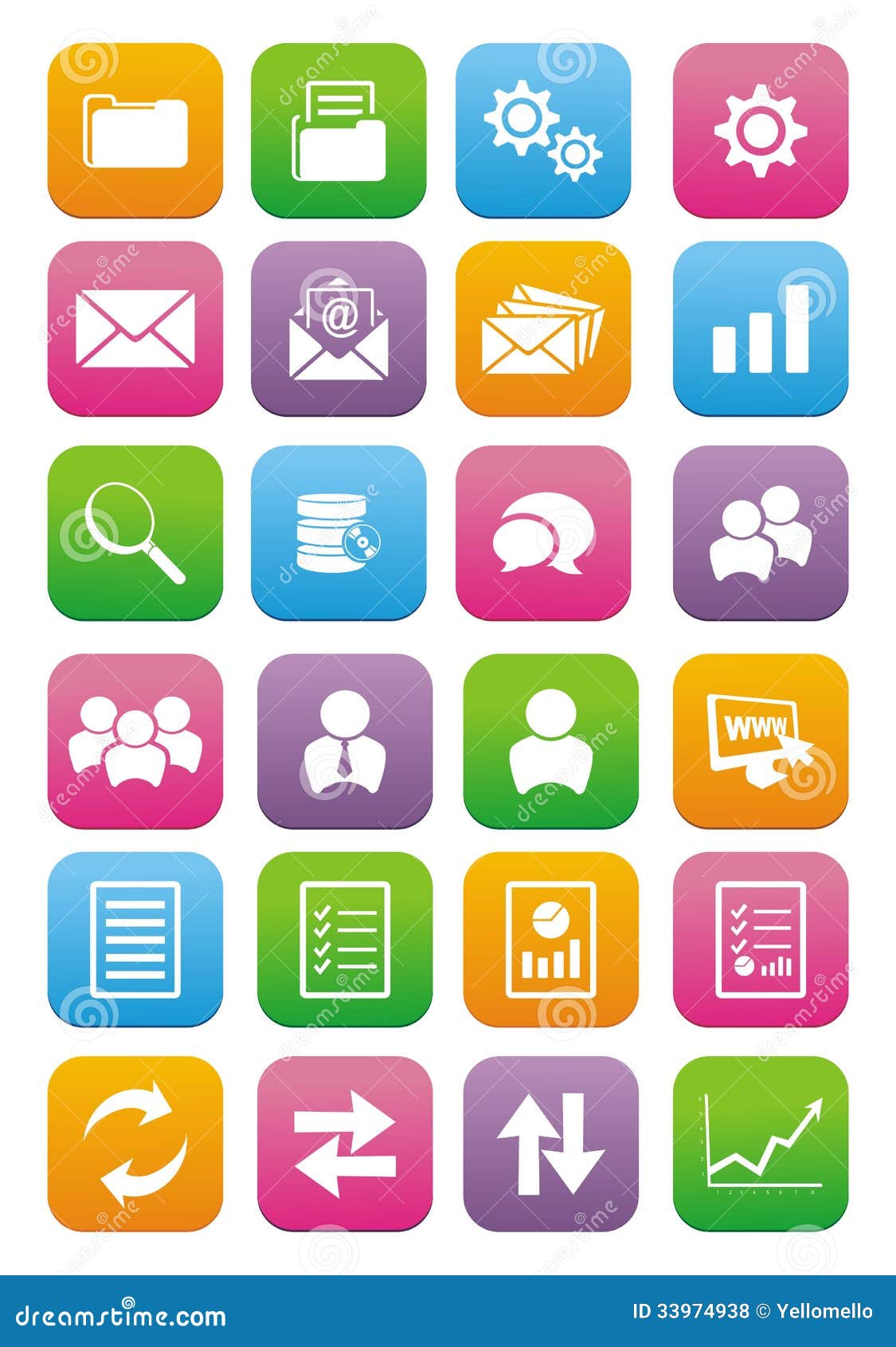 Back Office Flat Style Icon Set Stock Illustration - Illustration of ...