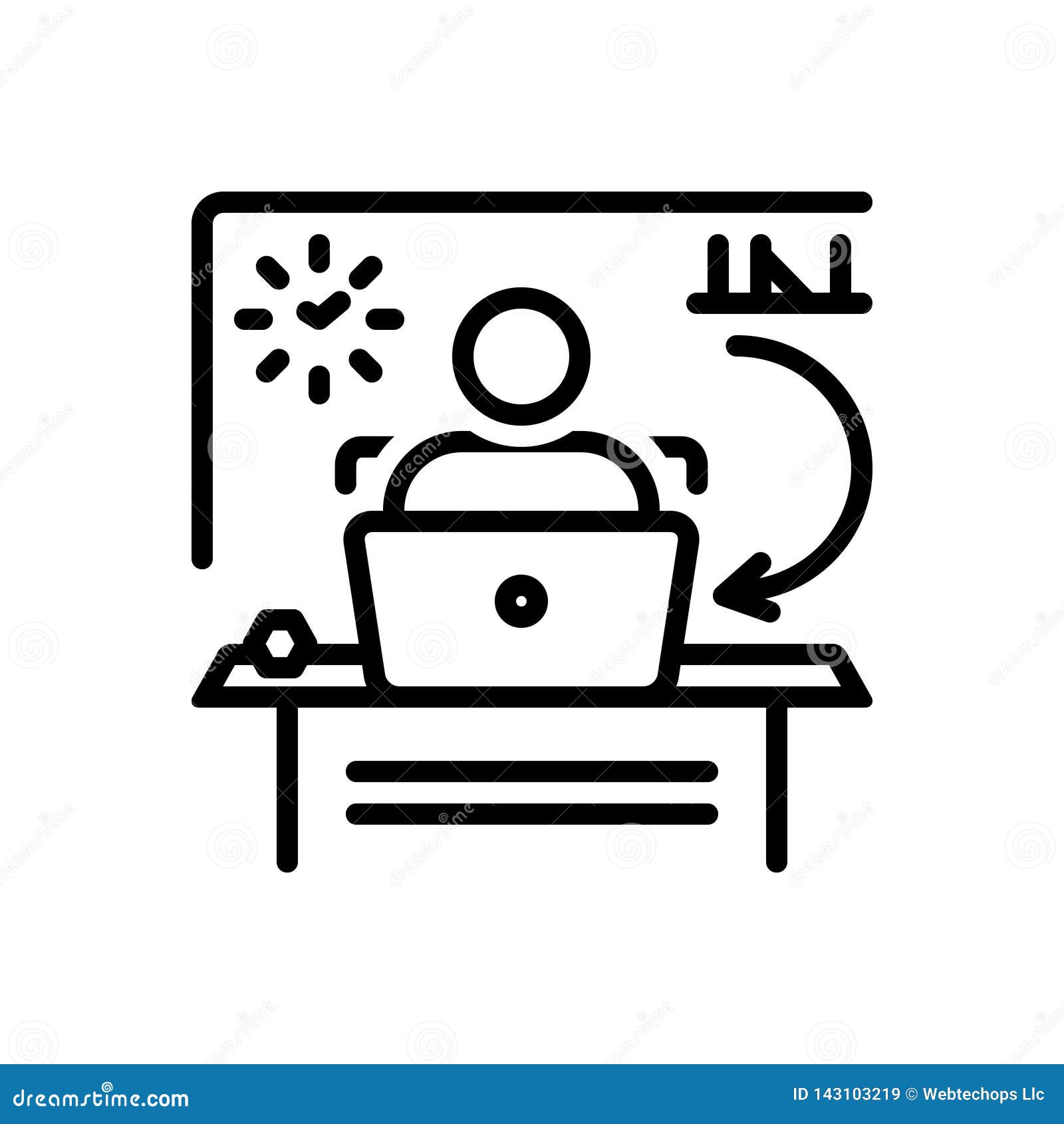 Black Line Icon for Back Office, Desk and Work Stock Vector ...