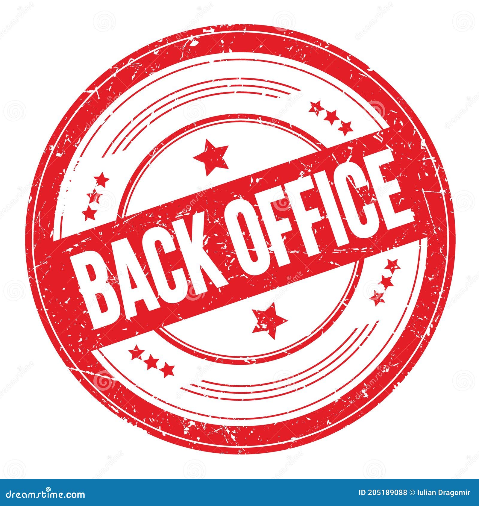 BACK OFFICE Text on Red Round Grungy Stamp Stock Illustration ...