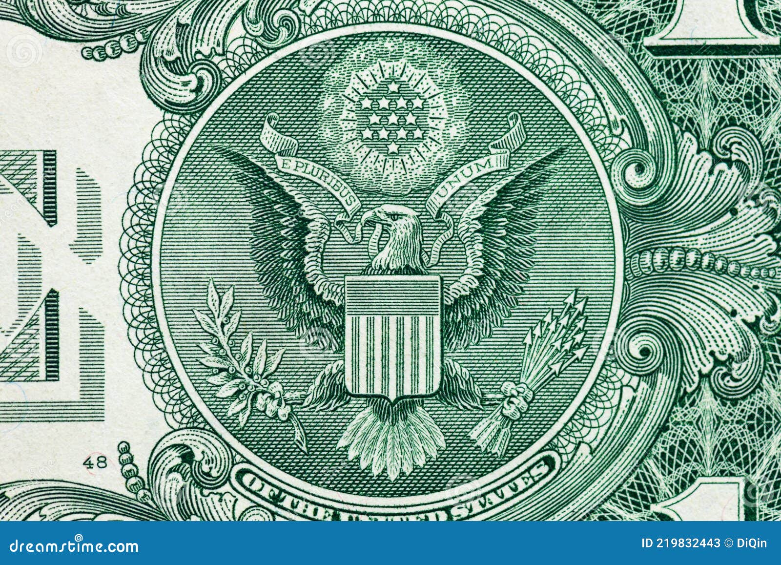 Back of One US Dollar Bill. Details of the Eagle. Stock Image - Image ...