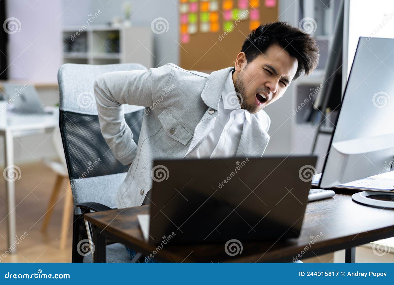 Back Pain Bad Posture Man Sitting Stock Image - Image of human, pain ...