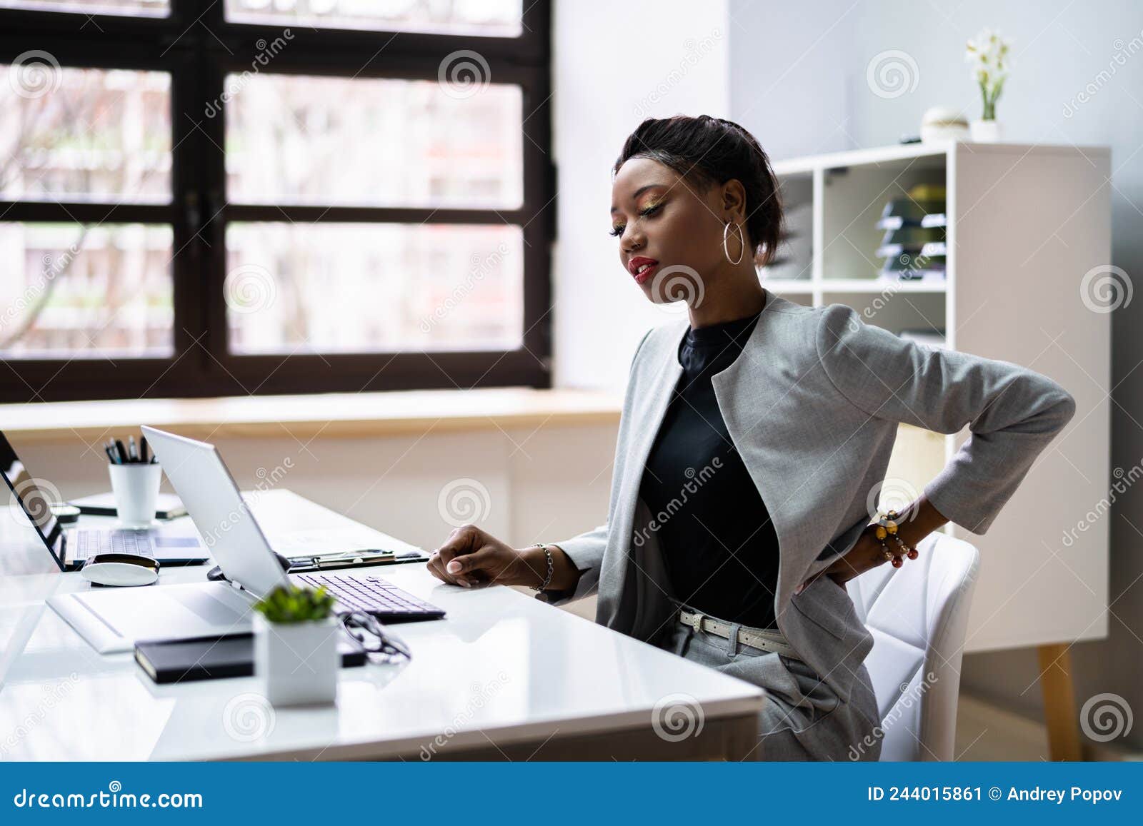 Back Pain Bad Posture Man Sitting Stock Image - Image of ergonomic ...