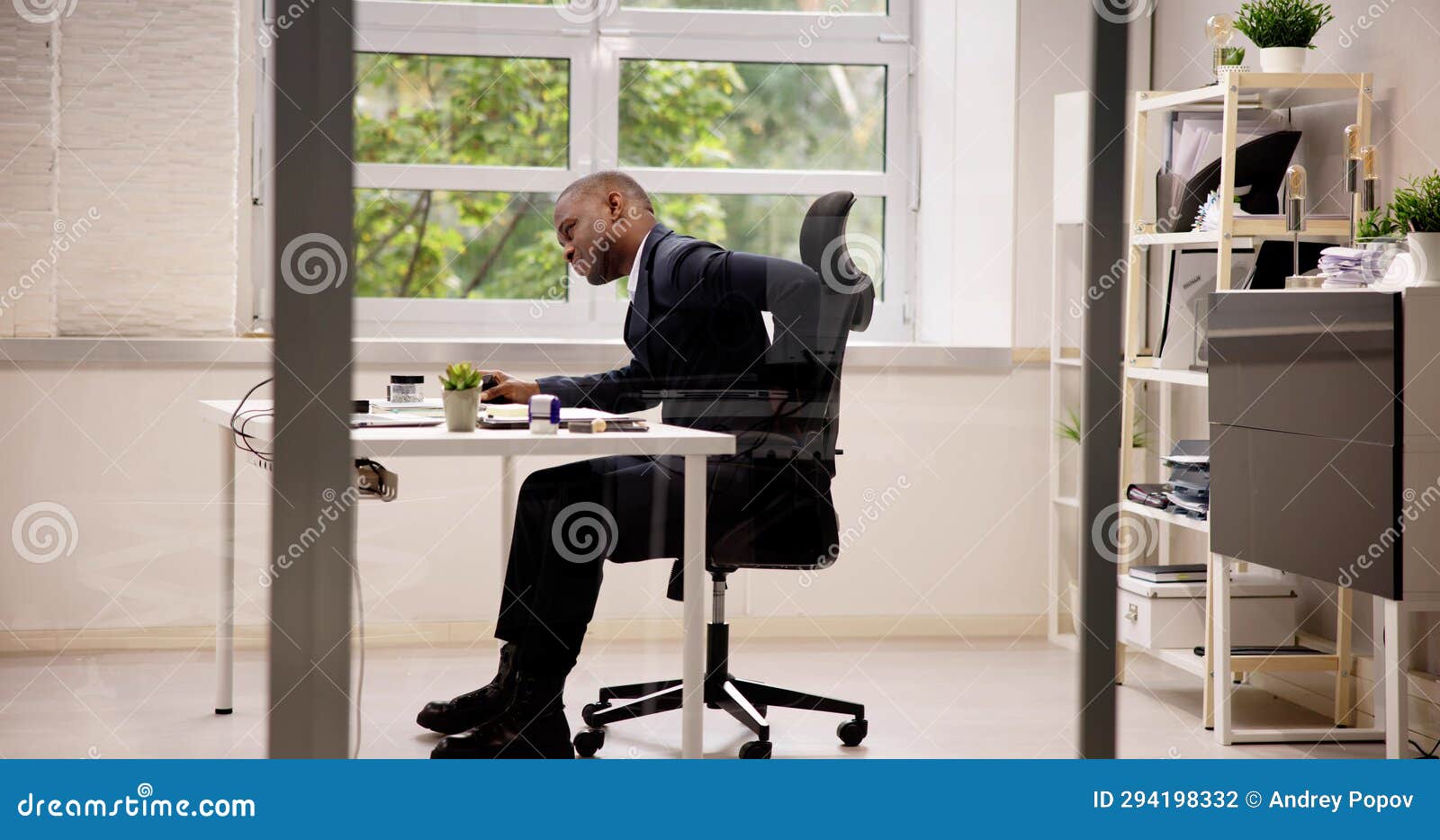 Back Pain Bad Posture Man Sitting Stock Photo - Image of executive ...