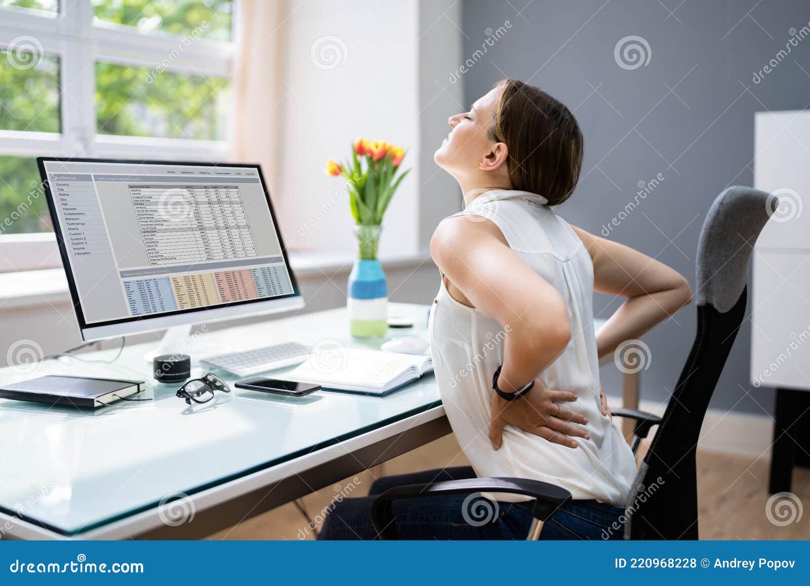 Back Pain and Bad Posture Stress Stock Photo - Image of staff, girl ...