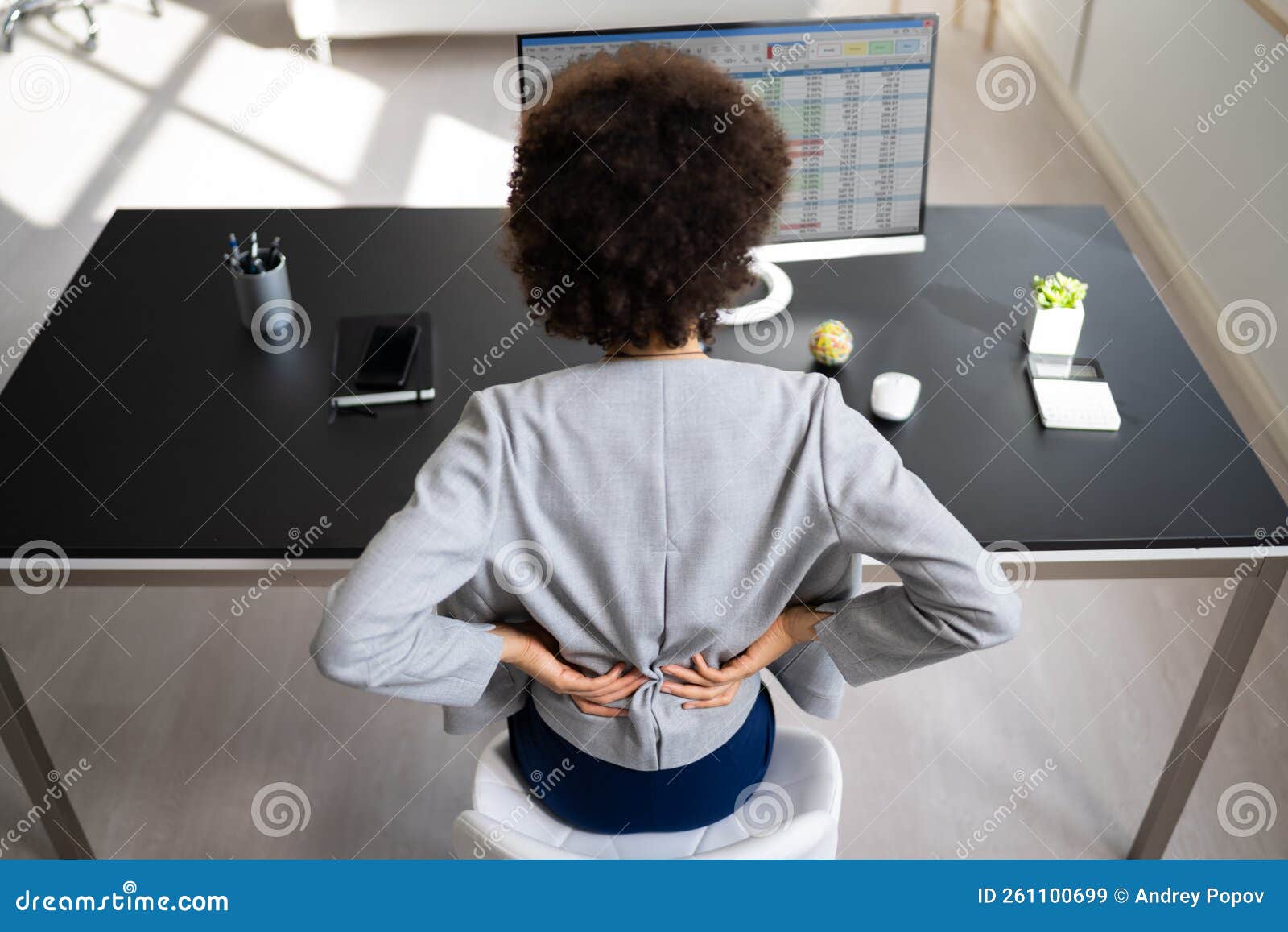 Back Pain Bad Posture Woman Sitting Stock Image - Image of sitting ...