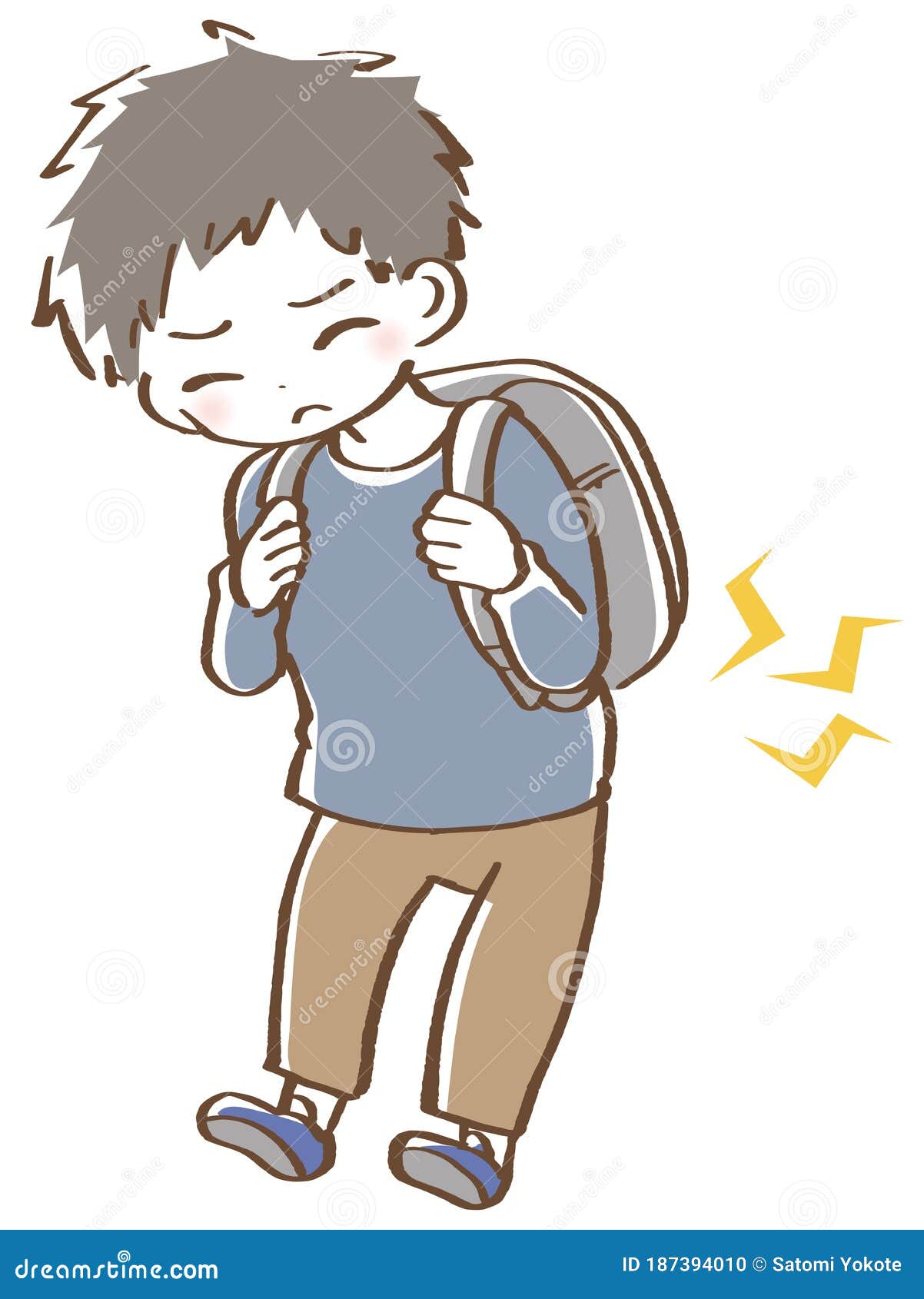 Back pain boy illustration stock vector. Illustration of student ...