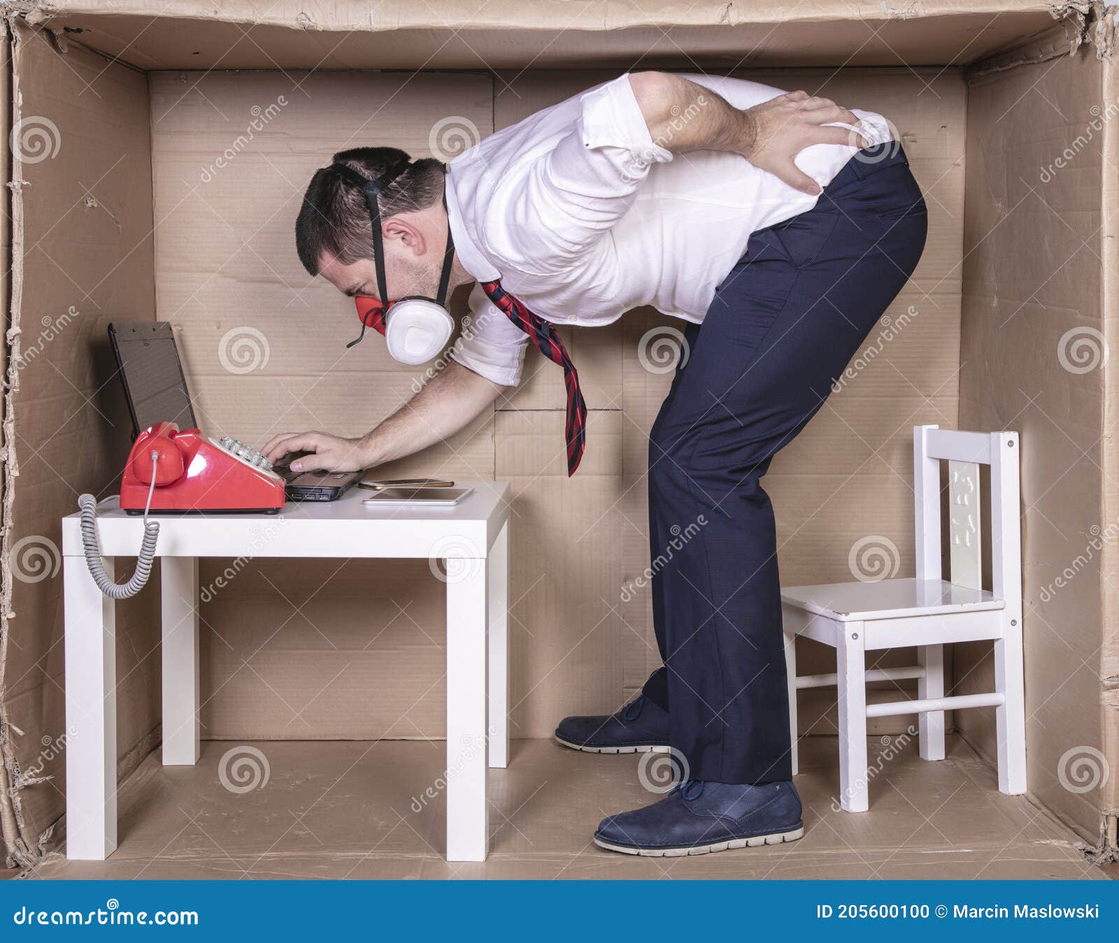 Back Pain Caused by an Uncomfortable Working Position Stock Photo ...