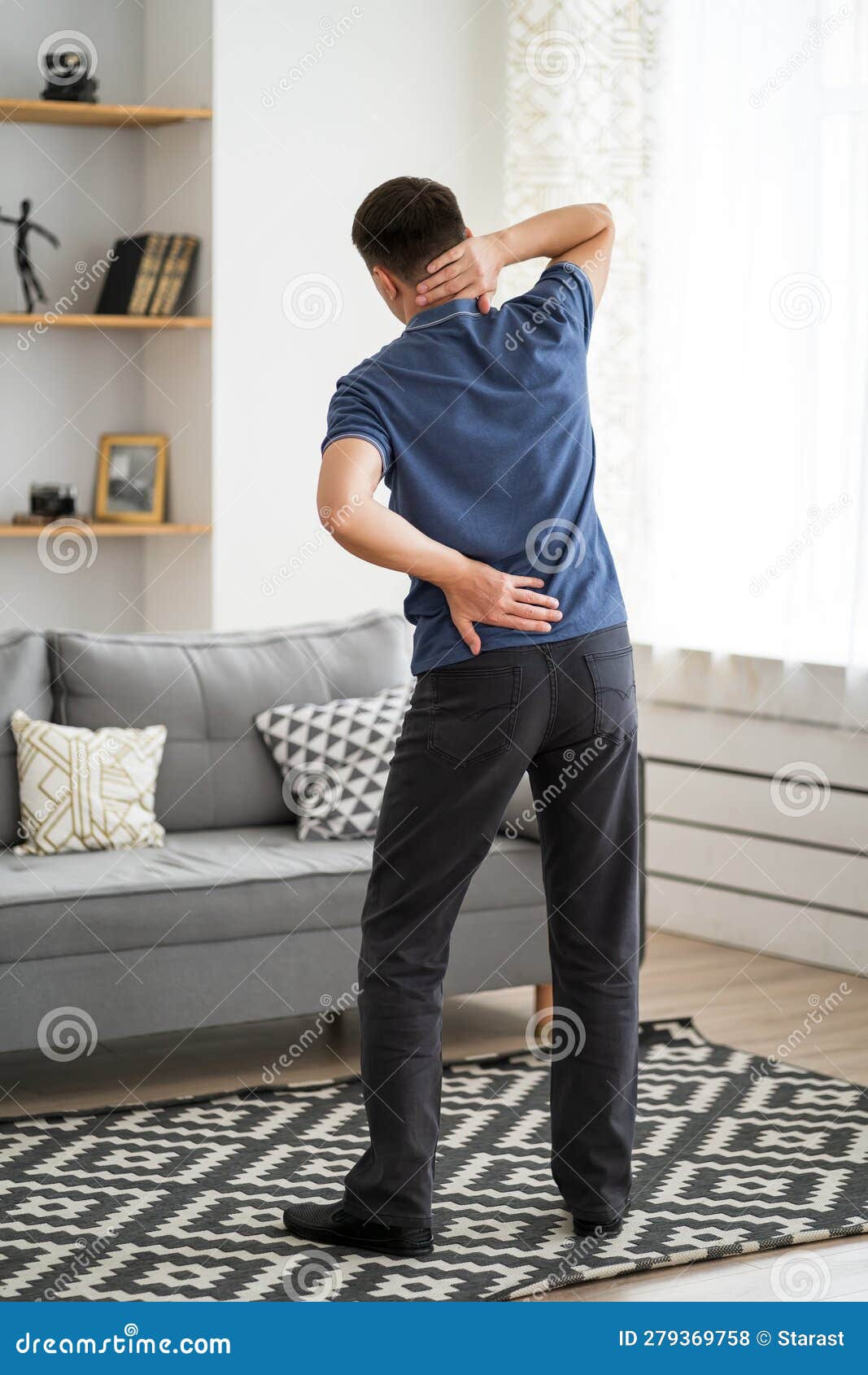 Back Pain, Man with Backache at Home Stock Photo - Image of loin, lower ...
