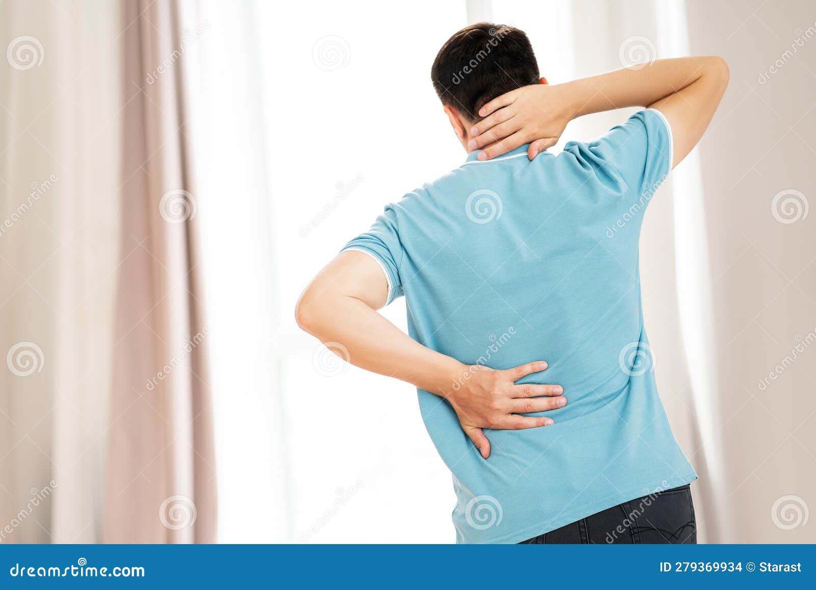 Back Pain, Man with Backache at Home Stock Photo - Image of cervicalgia ...