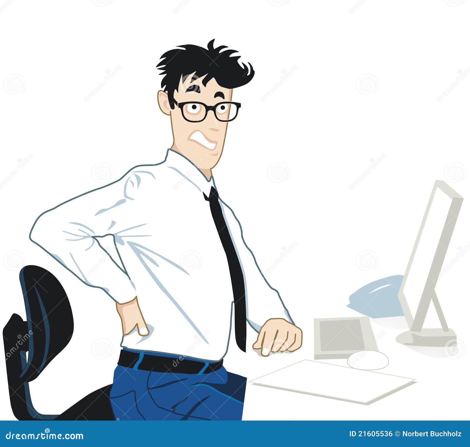 Back Pain Cartoon Computer