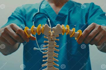 Back Pain Relief Concept Explained by Chiropractor Using Lumbar Spine ...