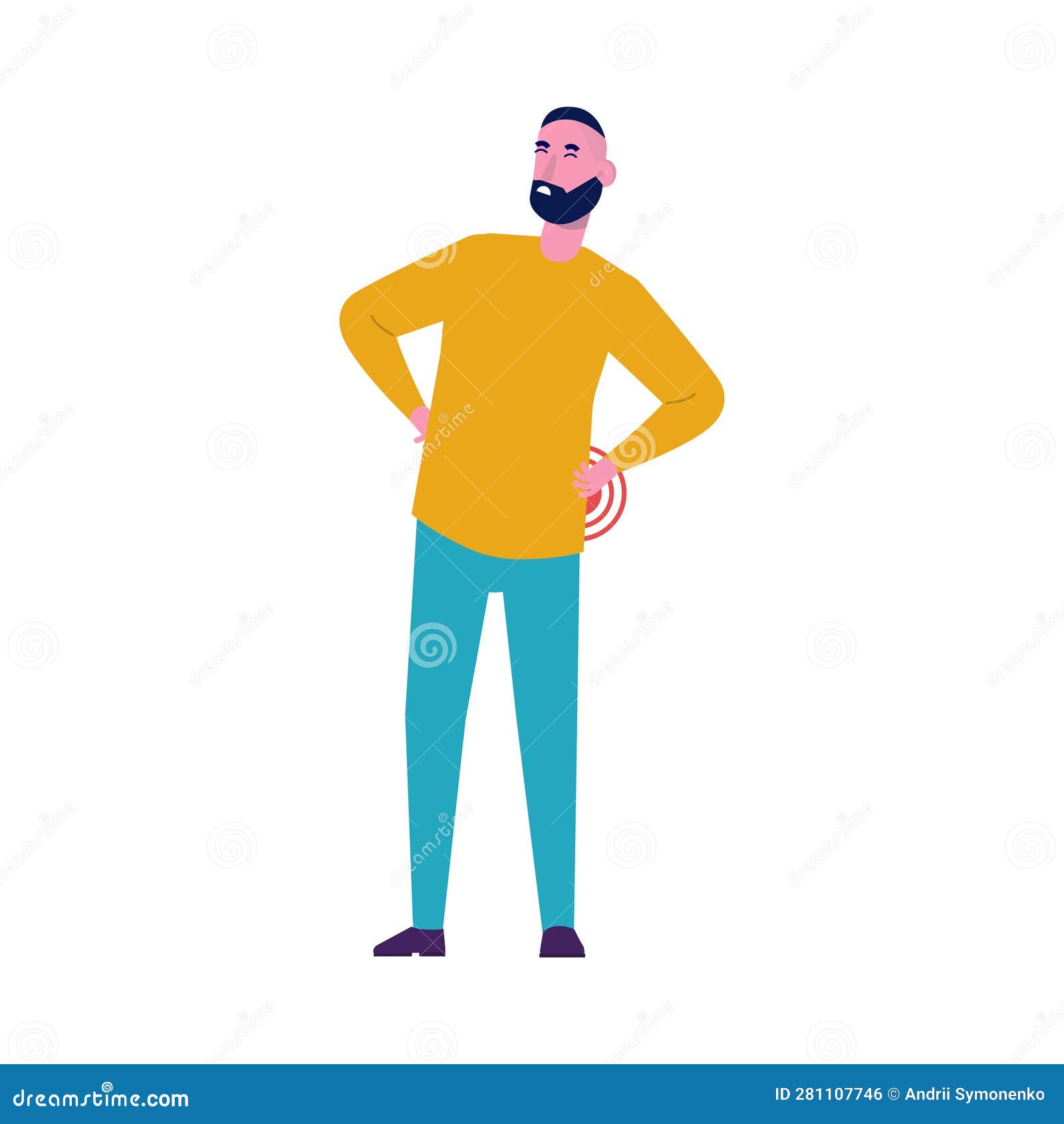 Back Pain. Young Man with Backache Problems Stock Vector - Illustration ...