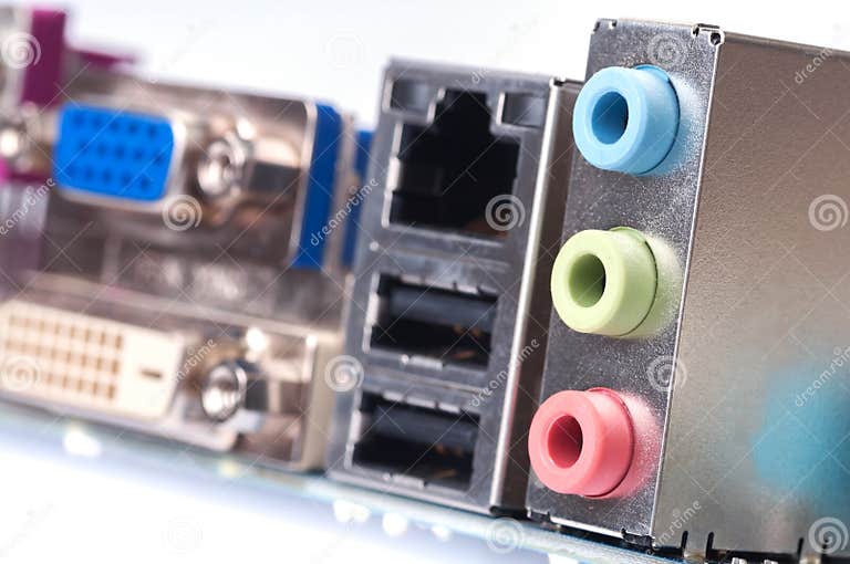 Back Panel Connectors of the Modern Computer Motherboard Stock Image ...