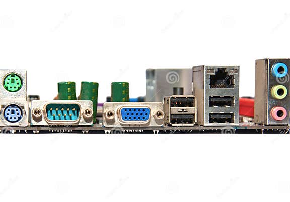 Back Panel Connectors of the Modern Computer Motherboard Stock Photo ...