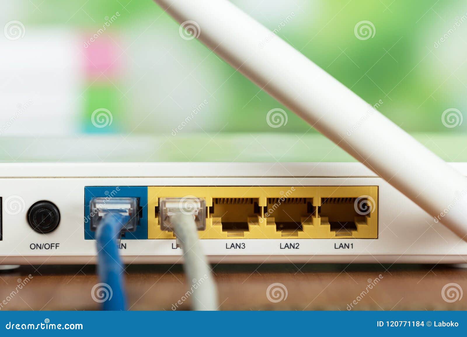 Back Panel of Router with Sockets for Connecting Equipment Stock Photo ...