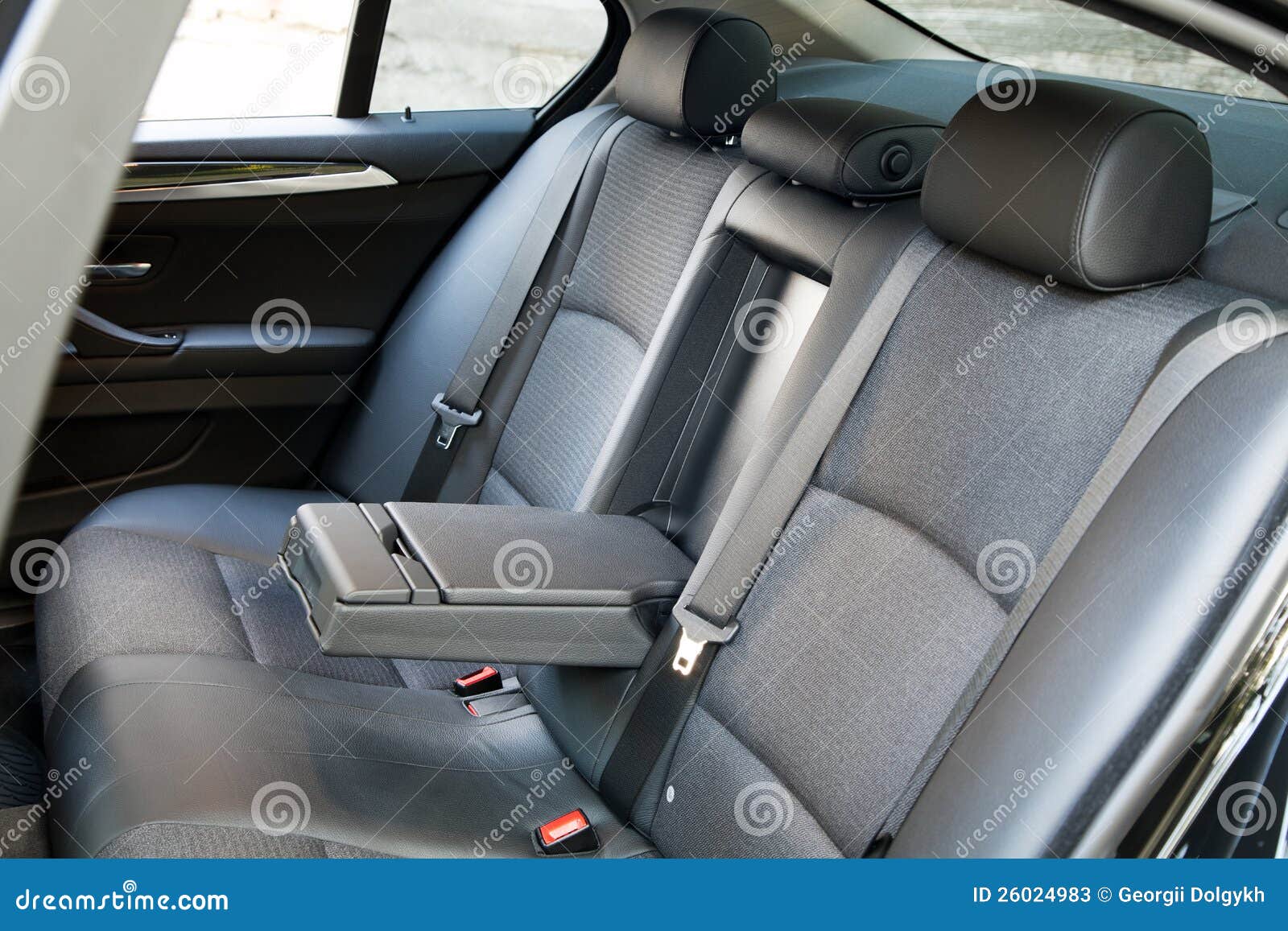 Back Passenger Seats In Modern Luxury Car. Frontal View. Perforated ...