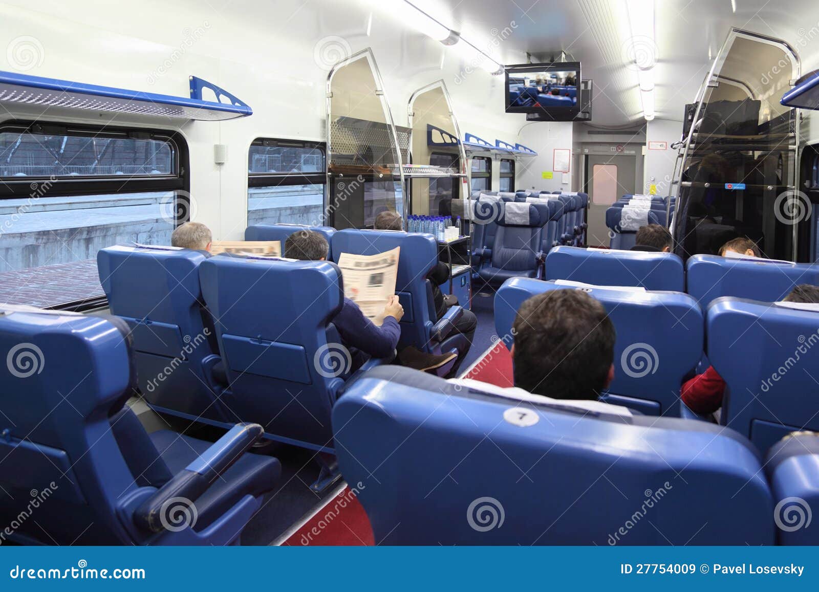 Back of Passengers Sitting in Soft Chairs Stock Image - Image of ...
