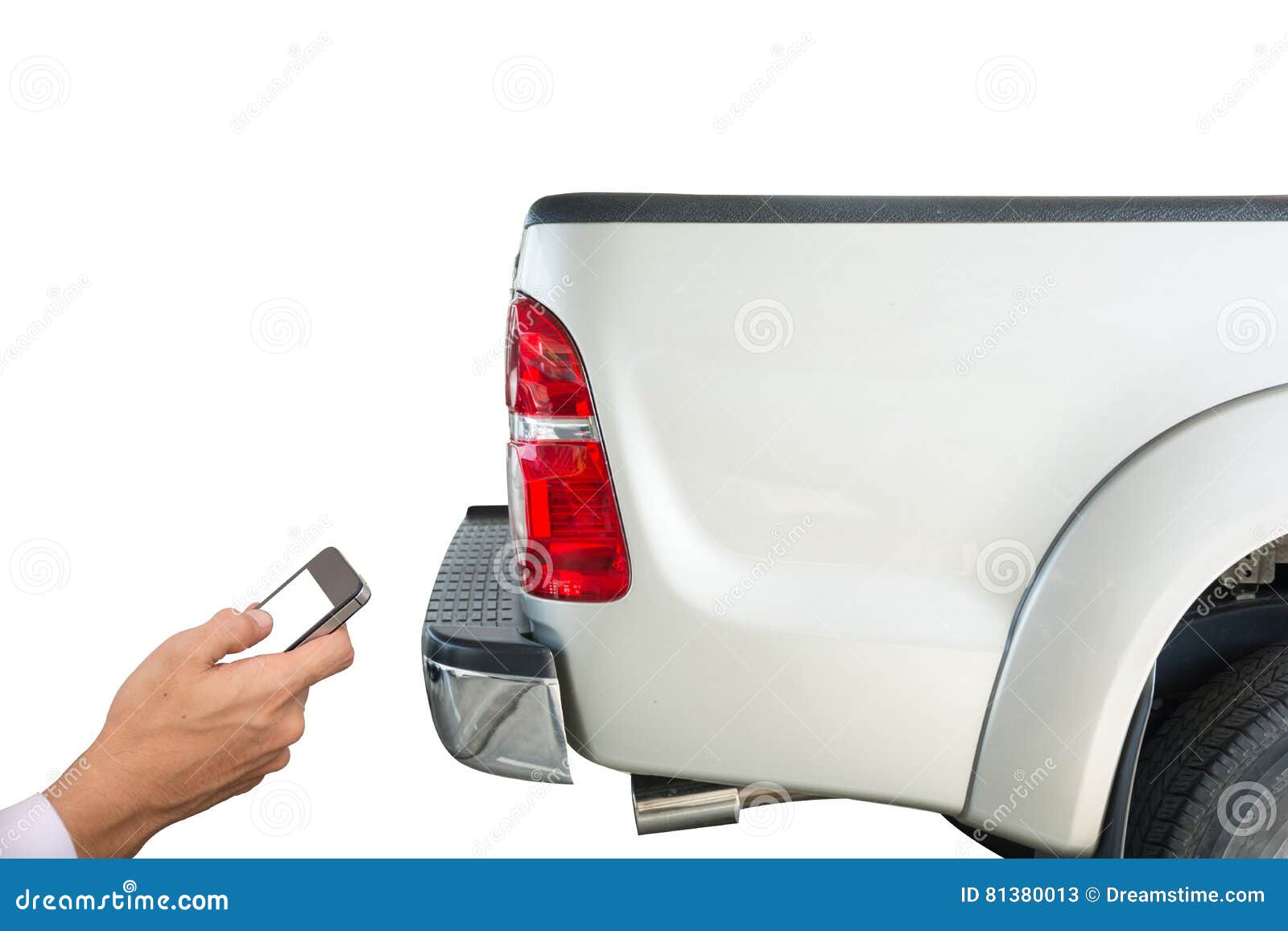 Back Pickup Car and Light Brake on White Background Stock Image - Image ...