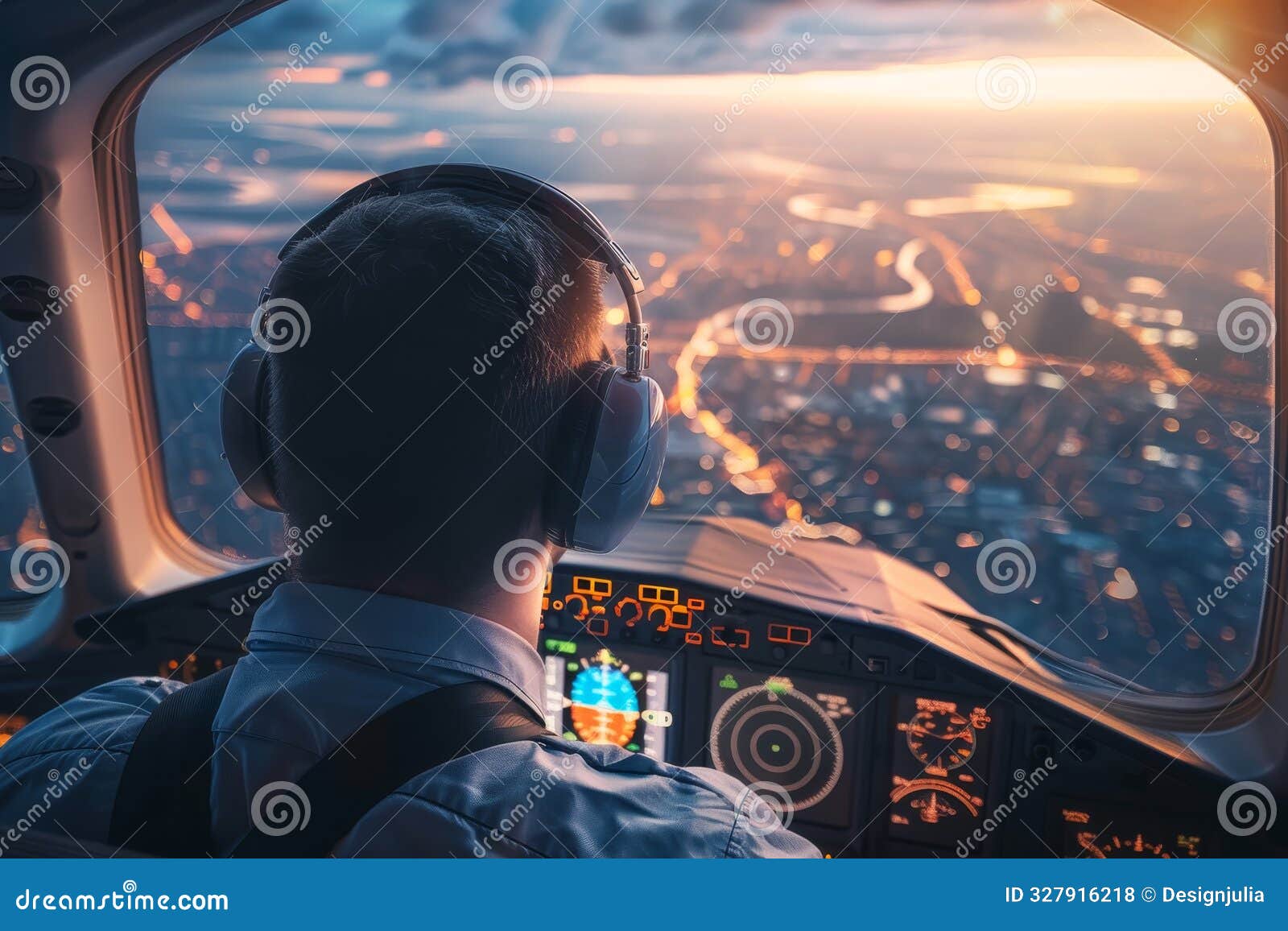 Back of Pilot in Airplane Cockpit Flying with Blurred Background,pilot ...