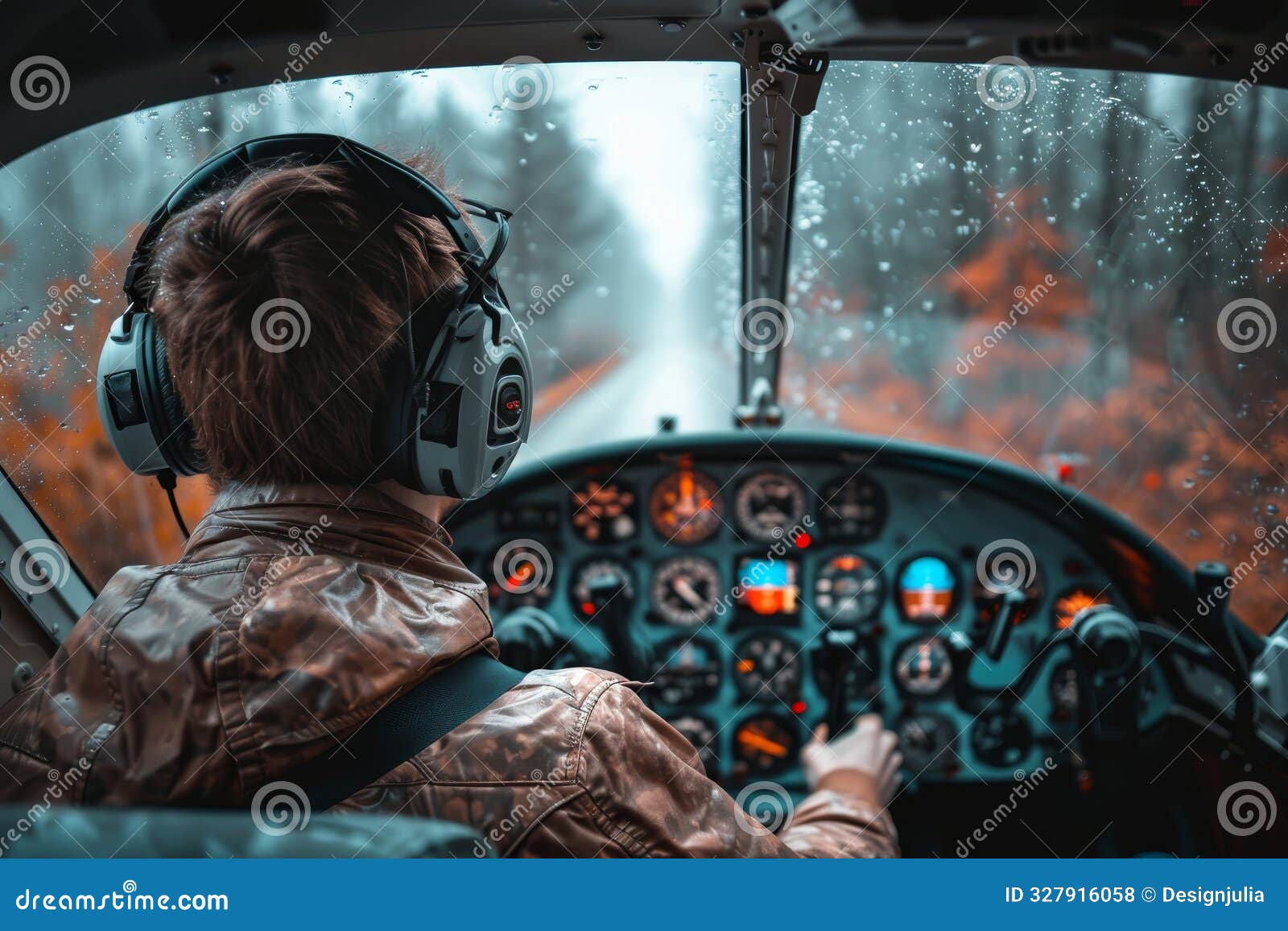 Back of Pilot in Airplane Cockpit Flying with Blurred Background,pilot ...