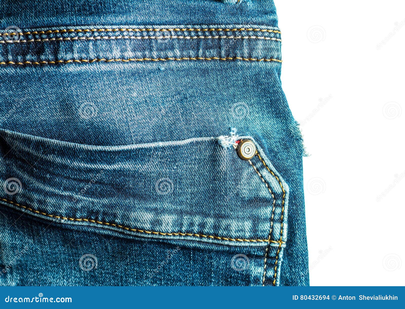 Back Pocket Stitching Blue Jeans Vintage Style Close-up Stock Photo ...