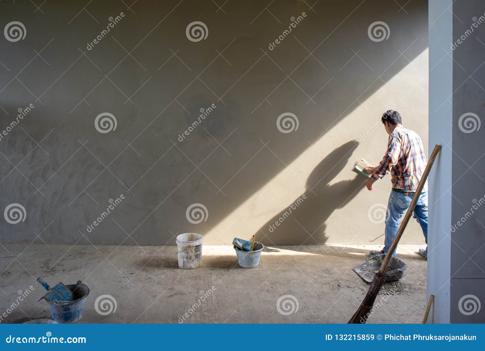 Back Portrait of Workers Plastering the Cement Texture Editorial Stock ...