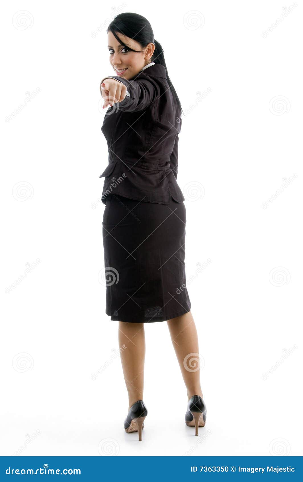 Back Pose Of Businesswoman Pointing Stock Photo - Image of looking ...