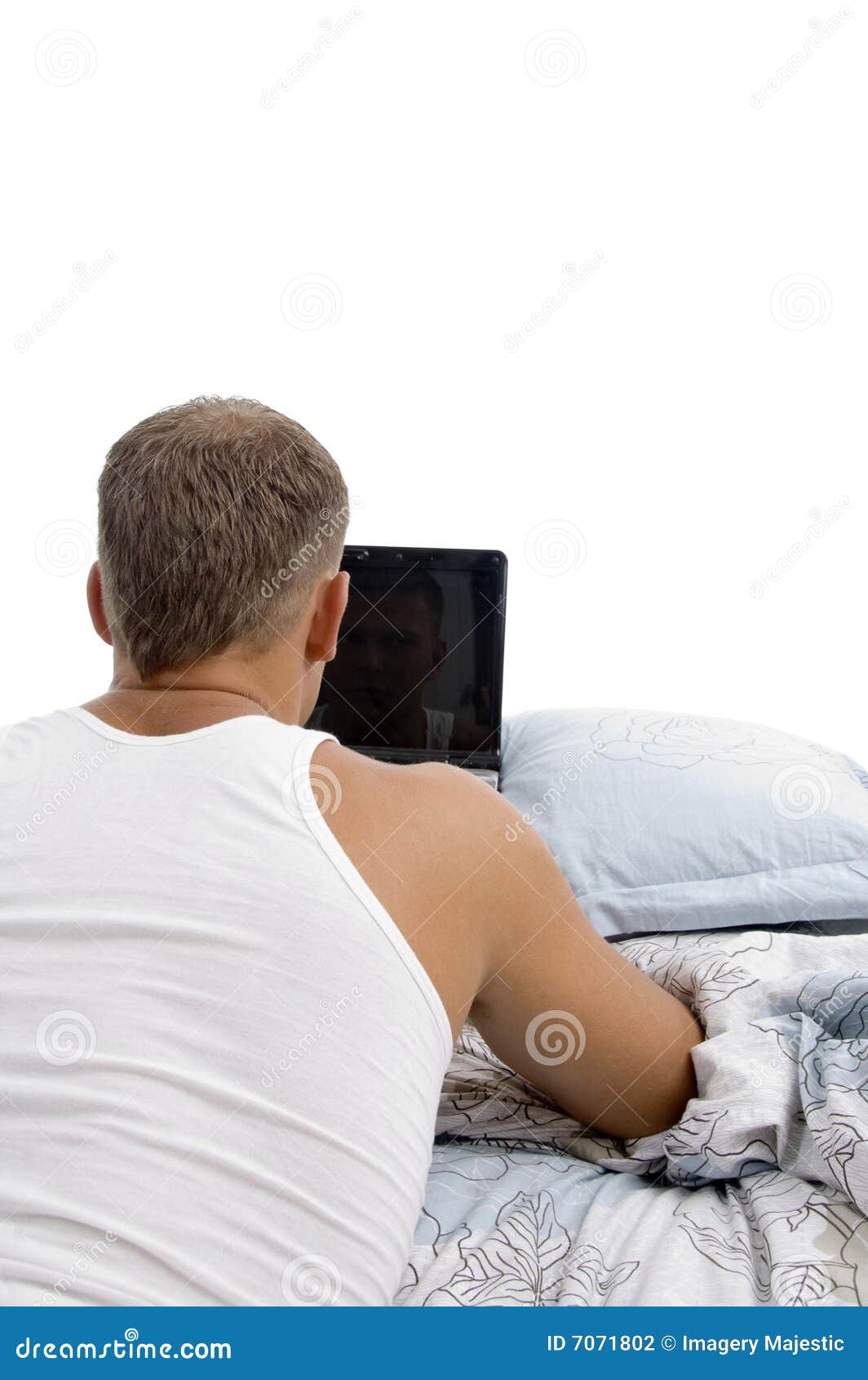Back Pose of Laying Man with Laptop Stock Photo - Image of screen, back ...