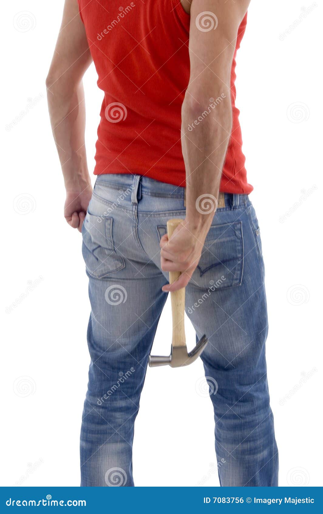 Back Pose Of Worker Operating Tablet Device Stock Photography ...