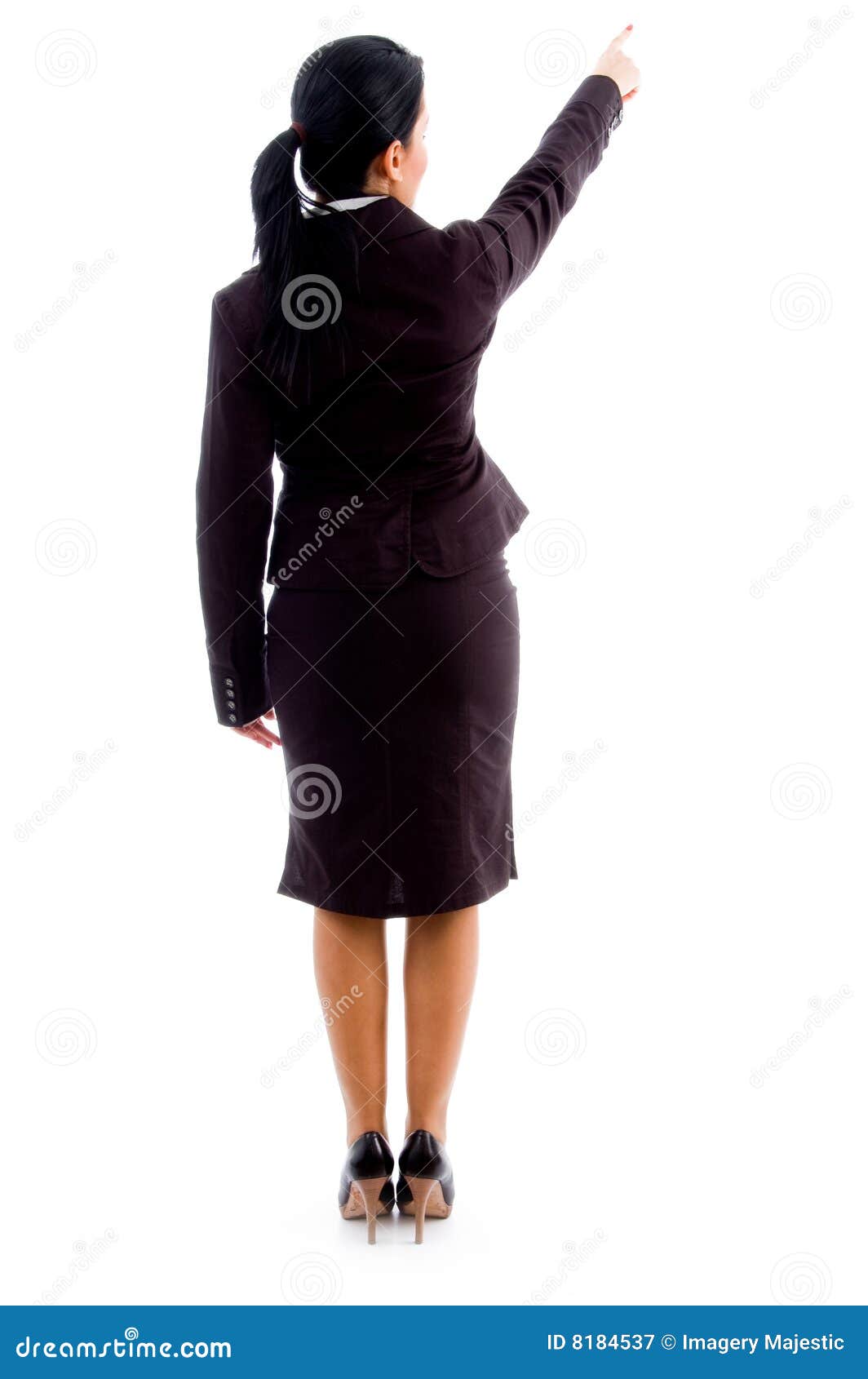 Back Pose of Young Businesswoman Pointing Stock Image - Image of ...