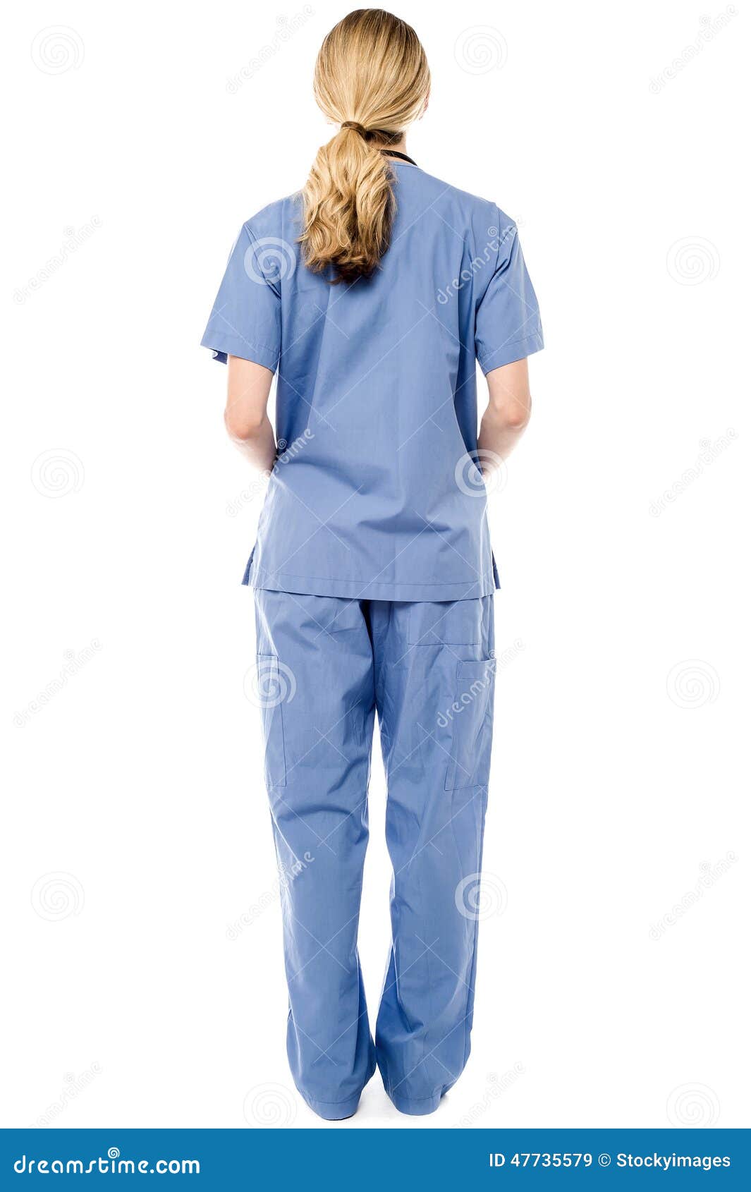 Back Pose of Young Female Doctor Stock Image - Image of female, uniform ...