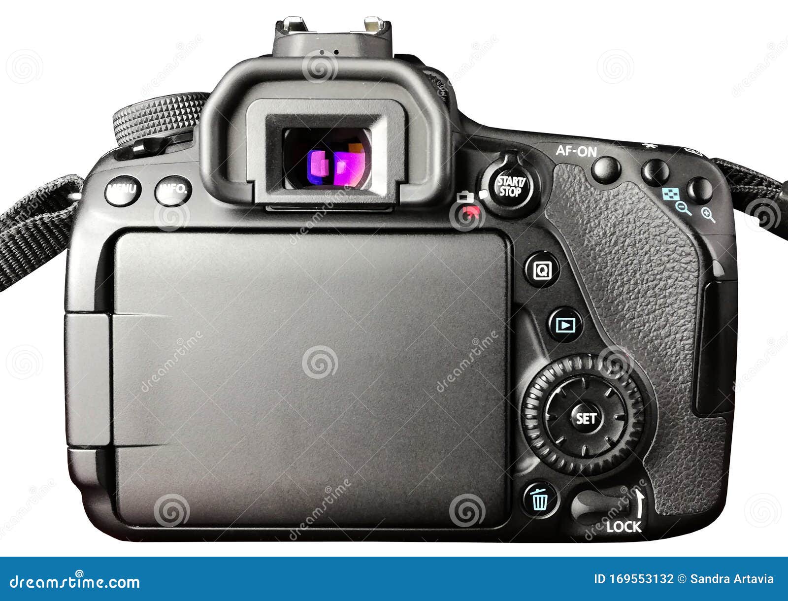 Back of a DSLR camera stock photo. Image of blackcamera - 169553132