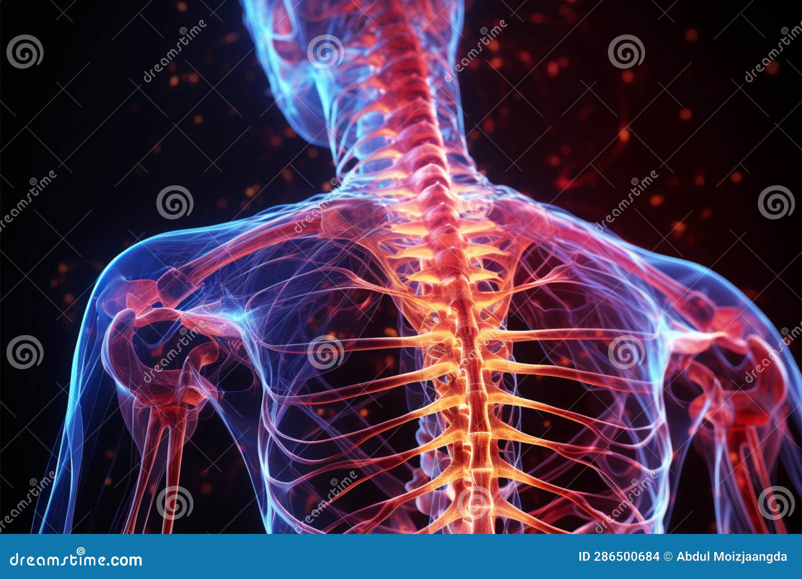 Back X Ray Displays Distinct Red and Blue Shades Stock Illustration ...