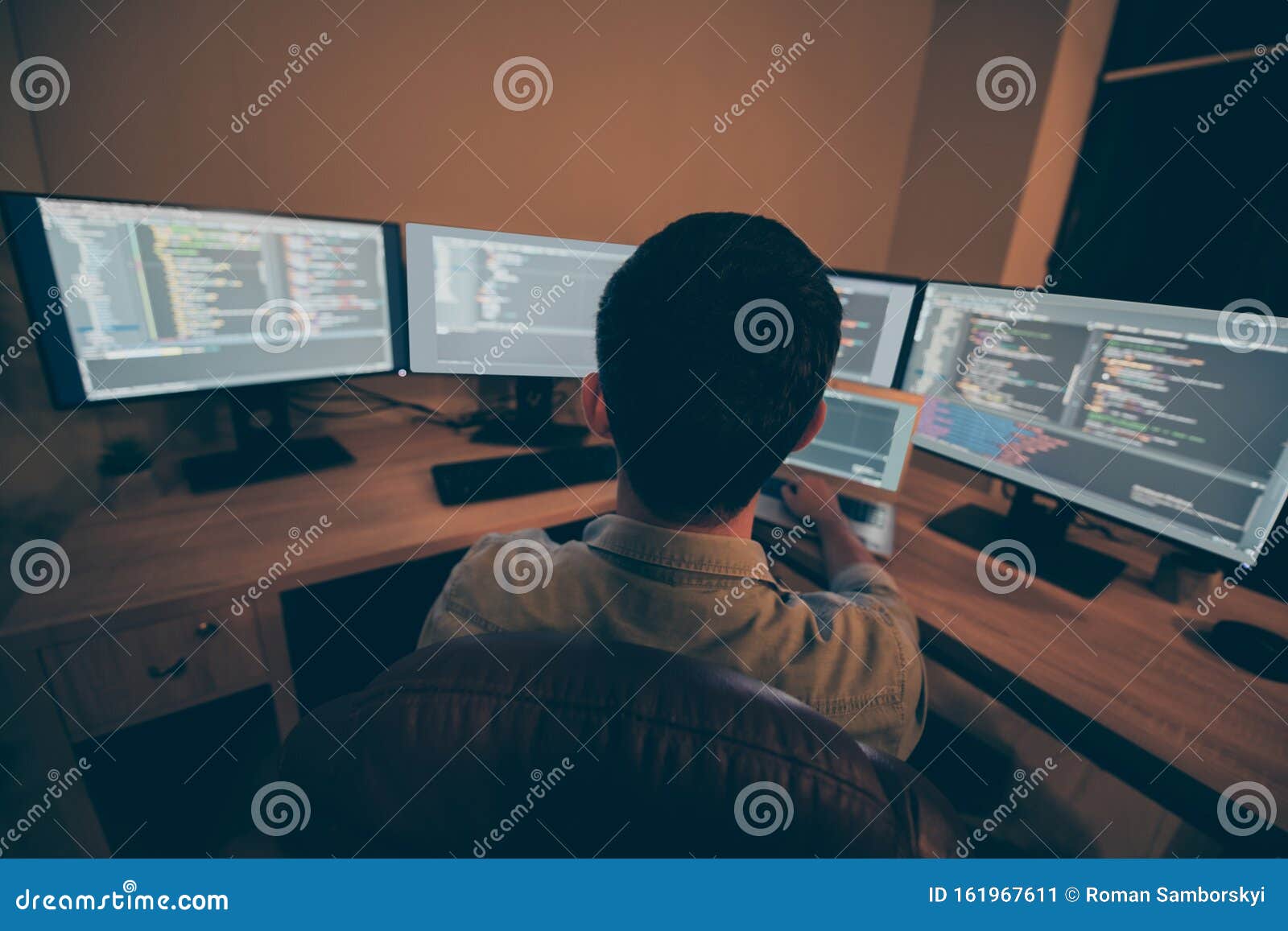 Back Rear View Photo of Specialist Designer Using Artificial ...