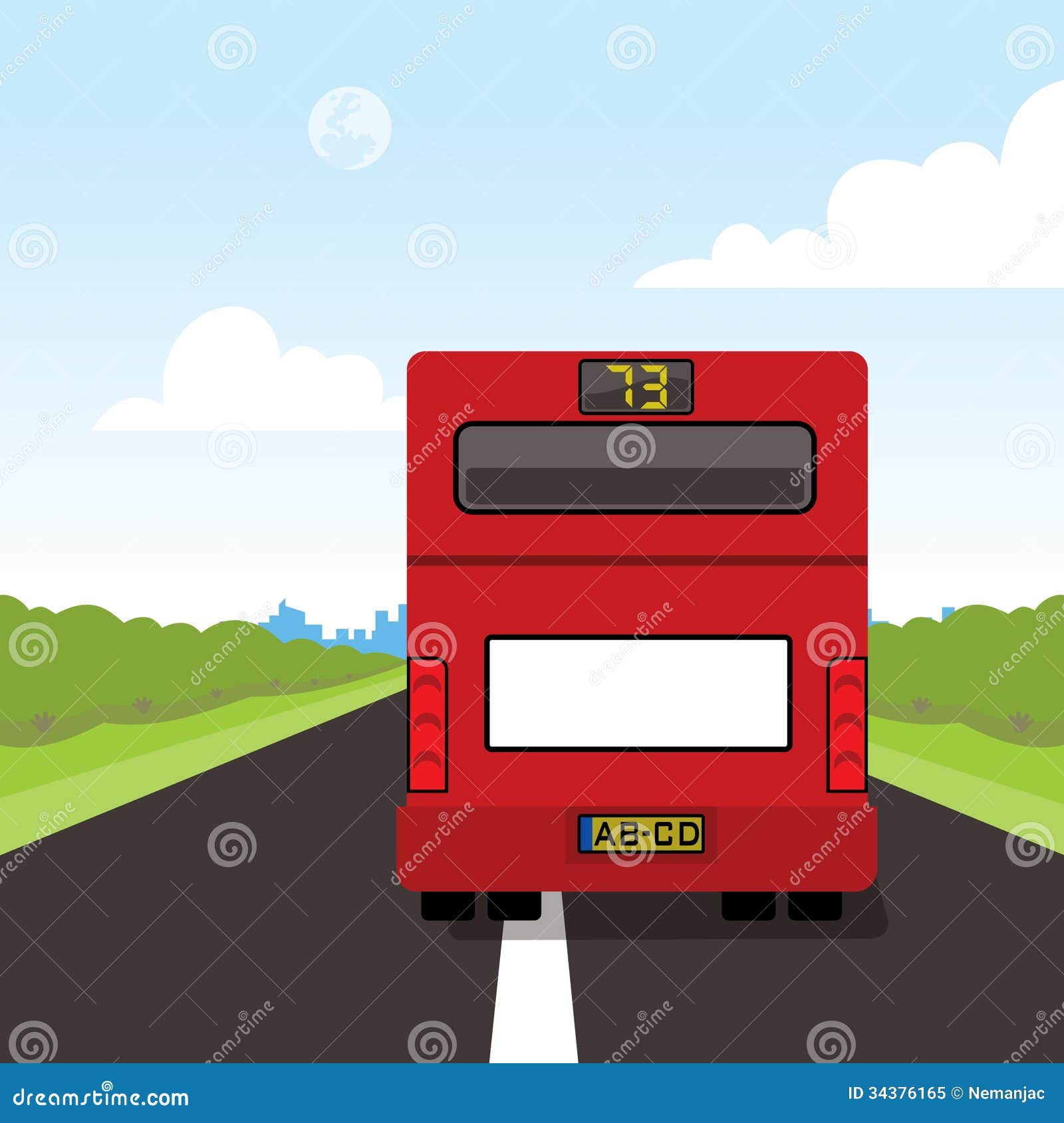 Back of a red bus stock vector. Illustration of blank - 34376165
