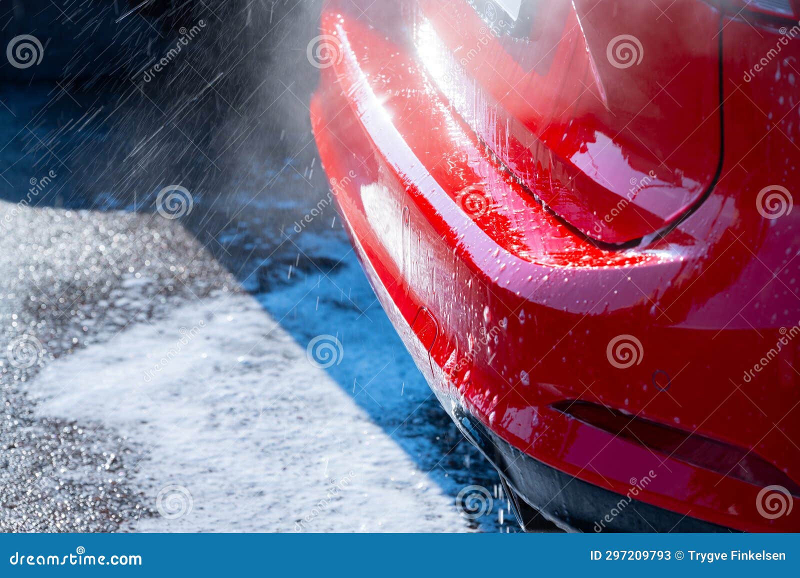 Back of a Red Car Being Washed.. Stock Image - Image of business, body ...