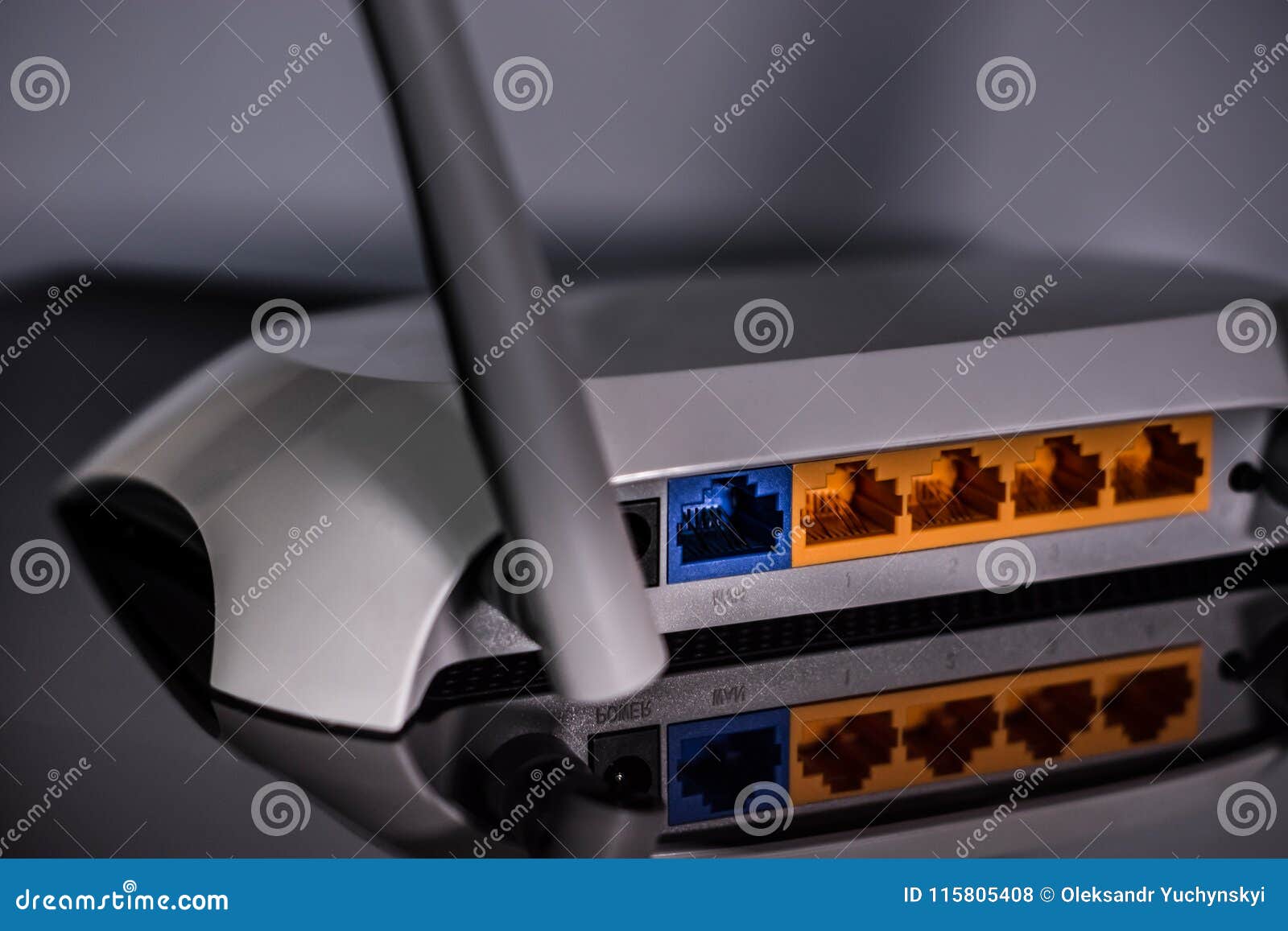 The Back of the Router with Inputs Stock Photo - Image of white ...