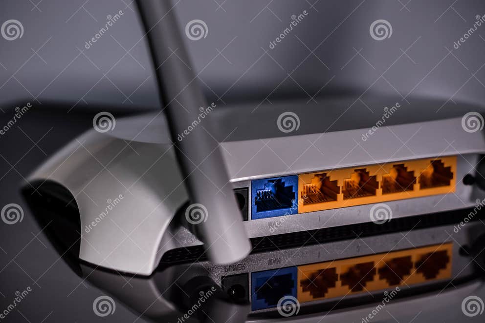 The Back of the Router with Inputs Stock Photo - Image of white ...