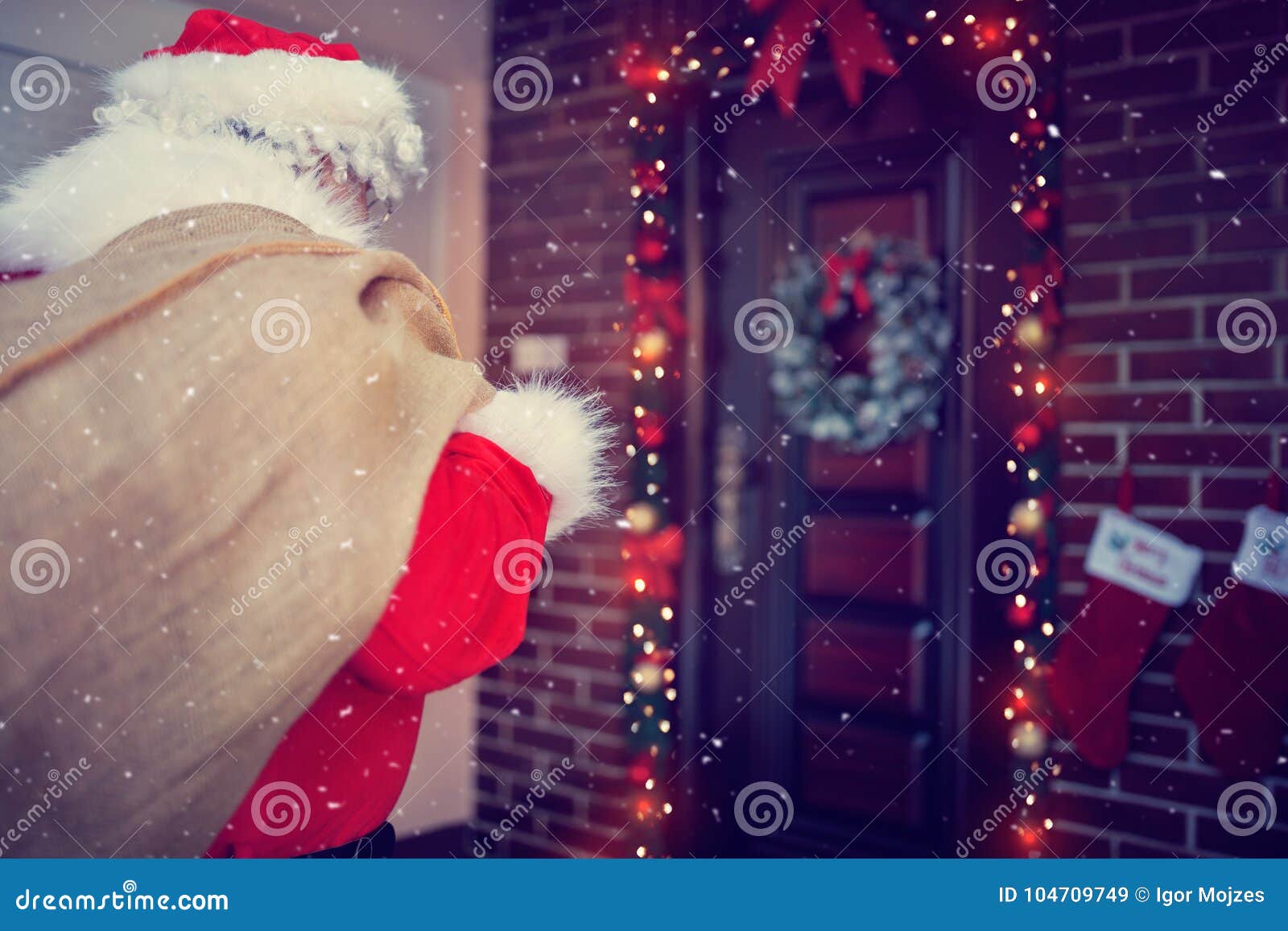 Back of Santa Clause in Front Door, Back View Stock Image - Image of ...