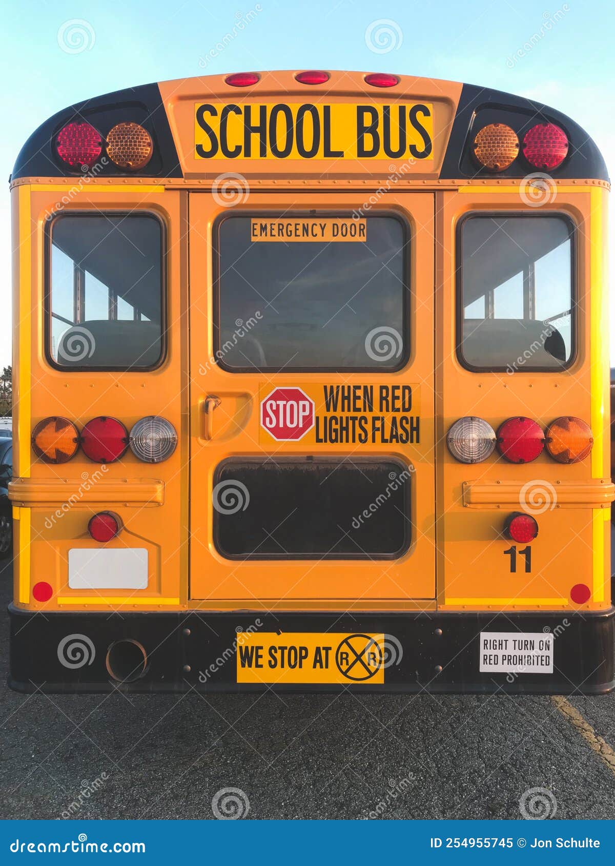 Back of a School Bus with No Kids Stock Image - Image of vehicle ...