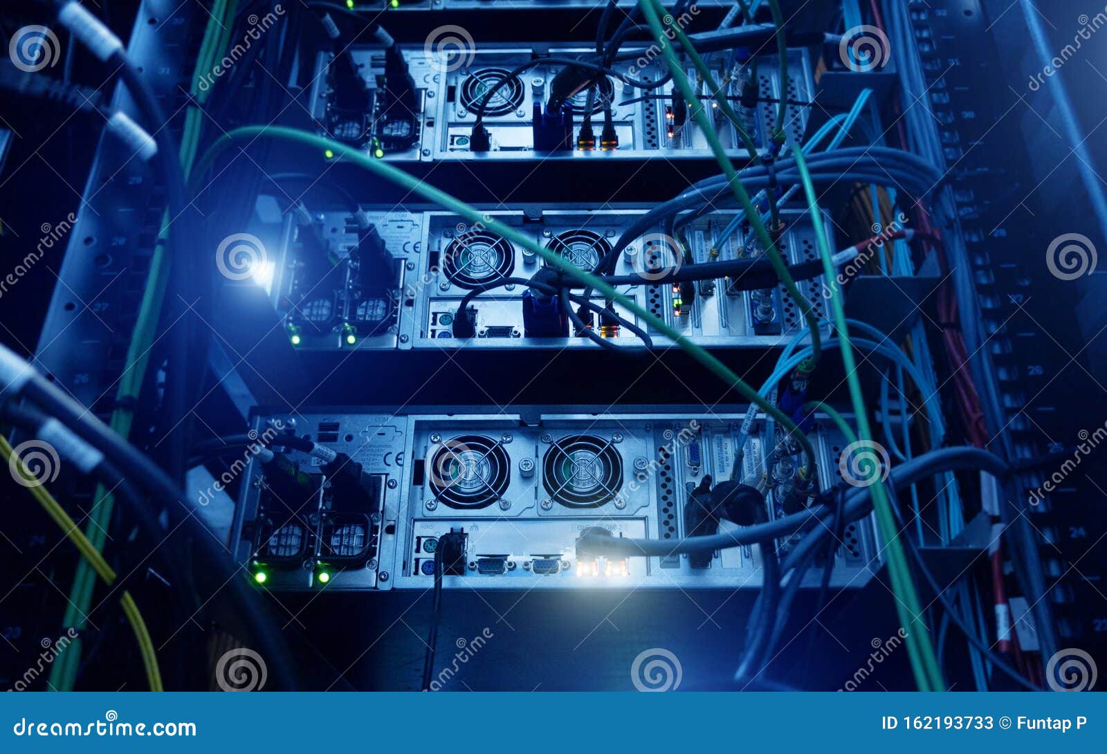 Back of Server. Blue Technology Background Stock Image - Image of ...