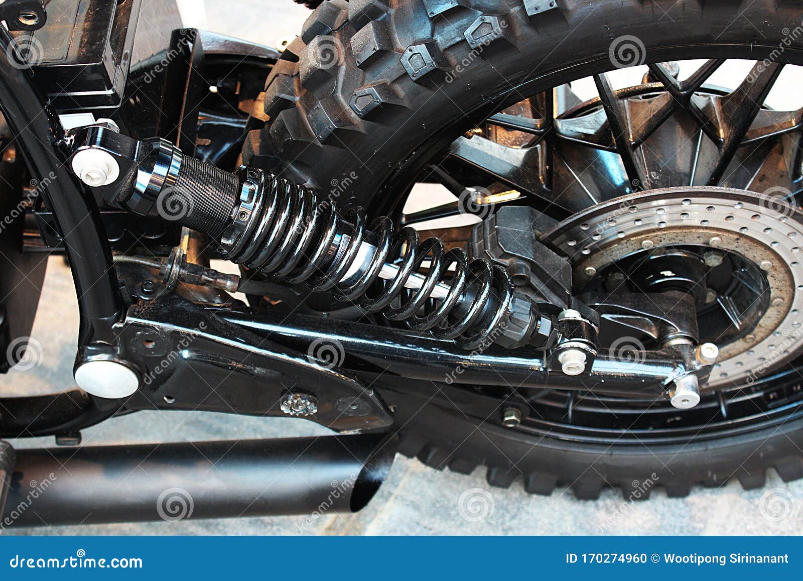 Big bike back shock up stock photo. Image of bike, machine - 170274960