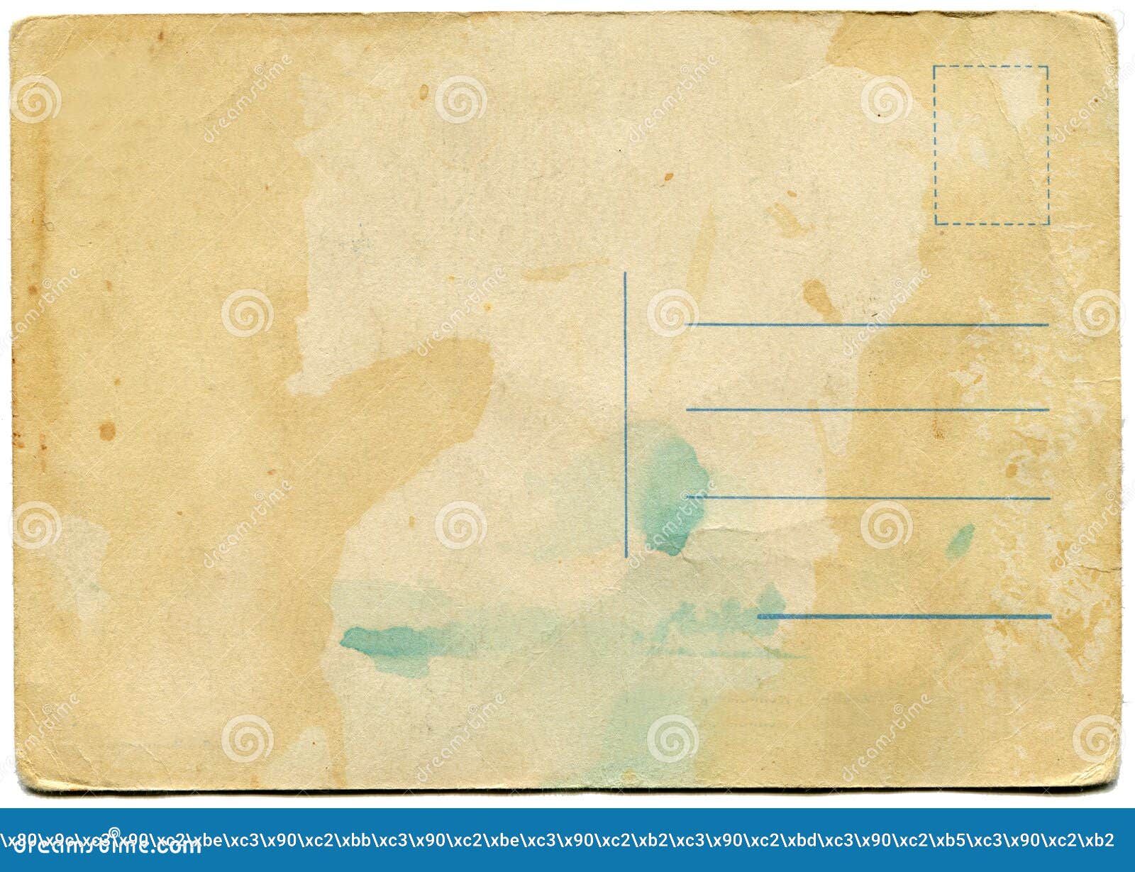 Back Side of an Antique Post Card Stock Image - Image of faded ...