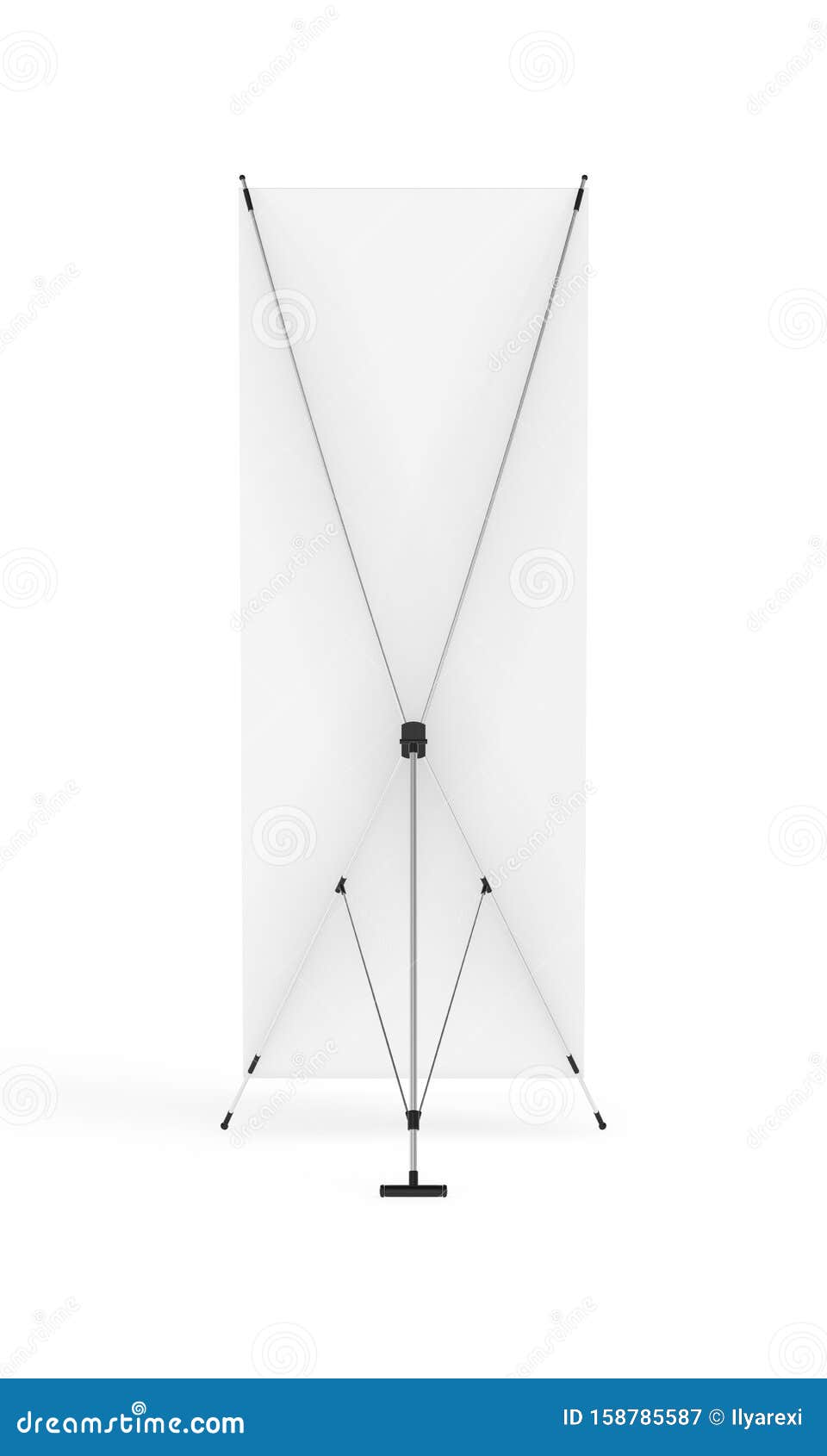 Back Side Banner X-stands Display Isolated on White Background. 3d ...