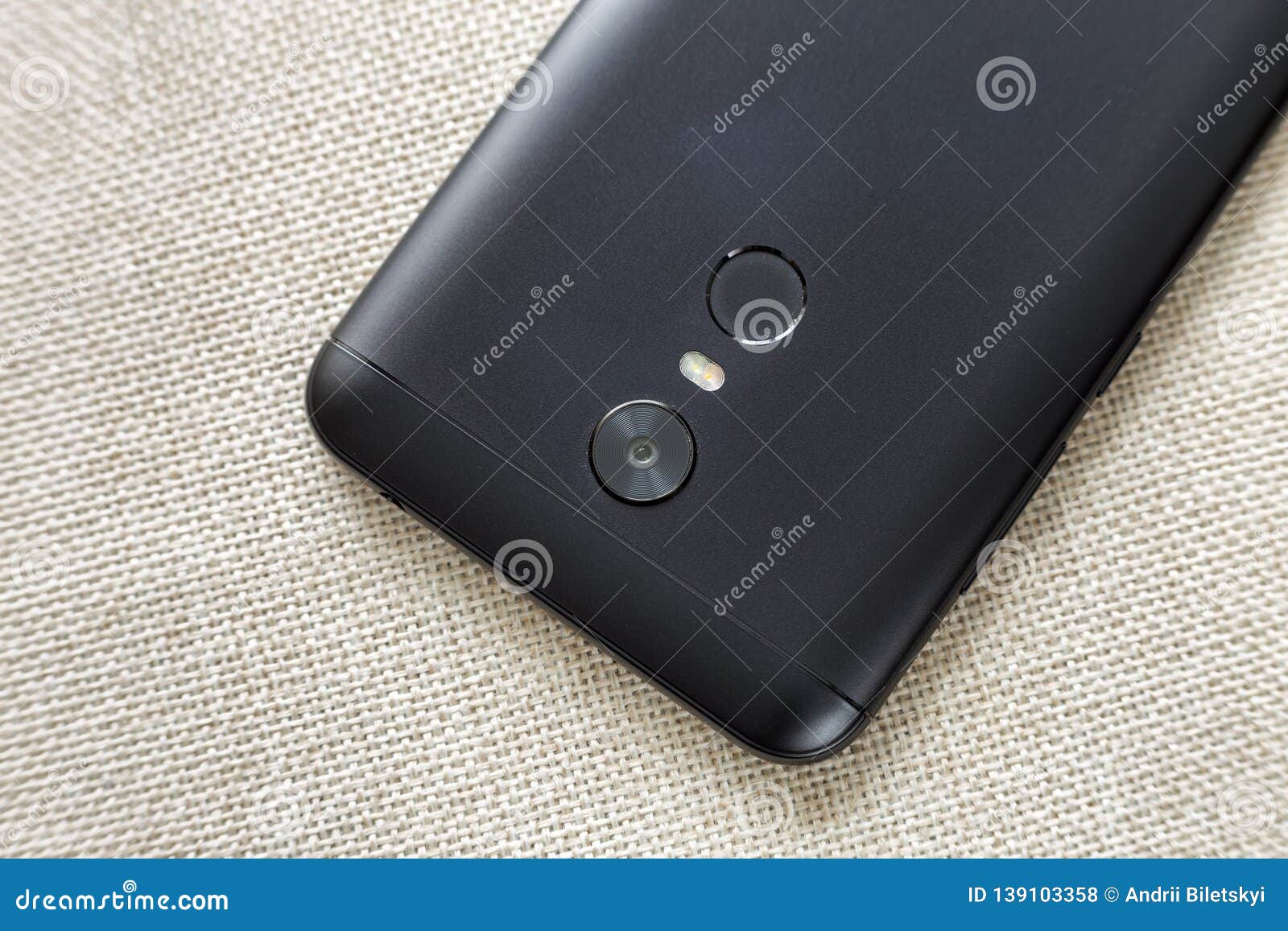 Back Side of Black Cellphone Isolated with Security Thumb Fingerprint ...